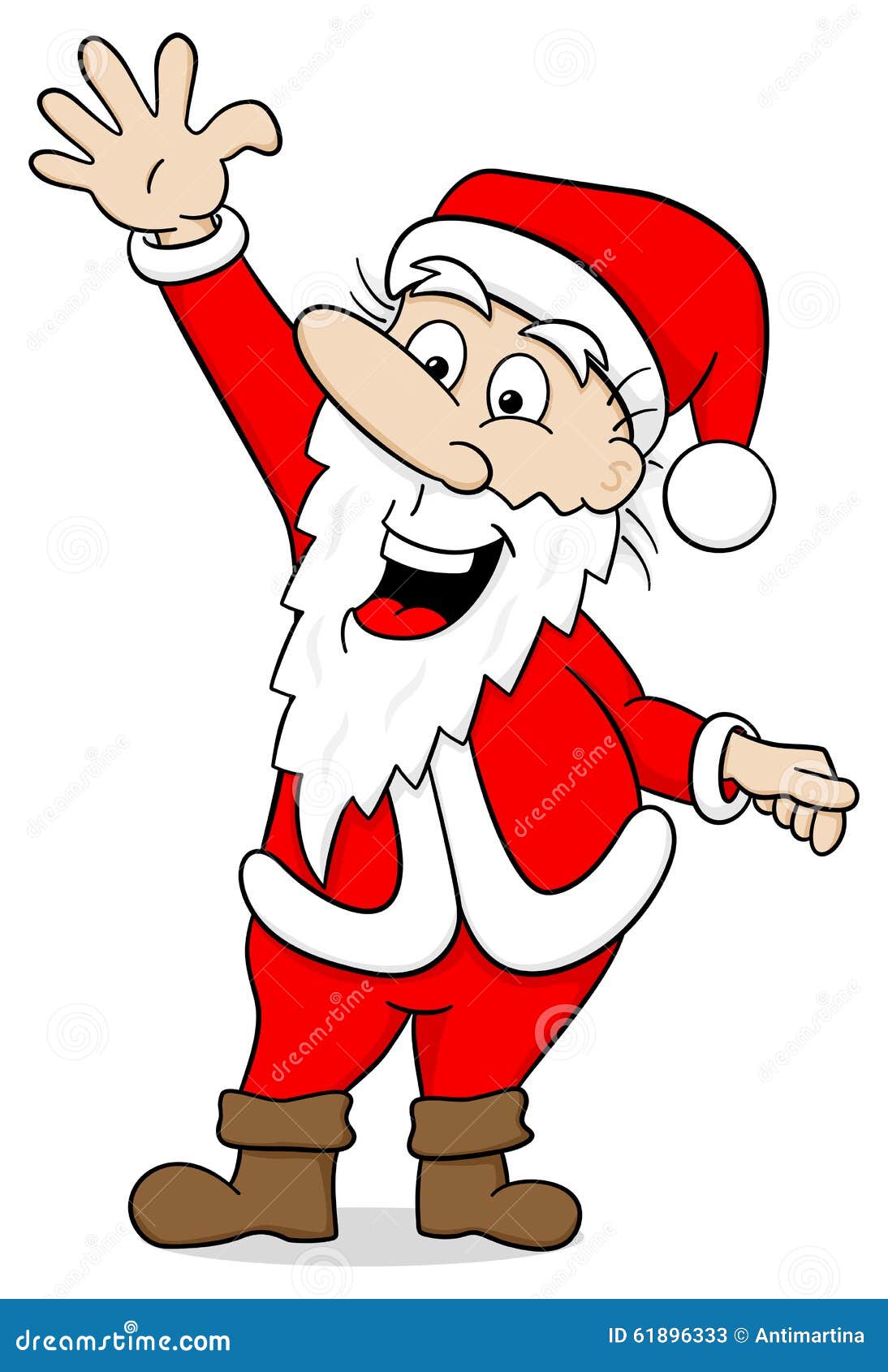 Waving Cartoon Santa Claus on White Stock Vector - Illustration of ...