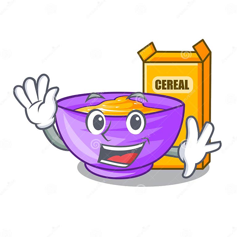 Waving Cereal Box In The Character Fridge Stock Vector Illustration