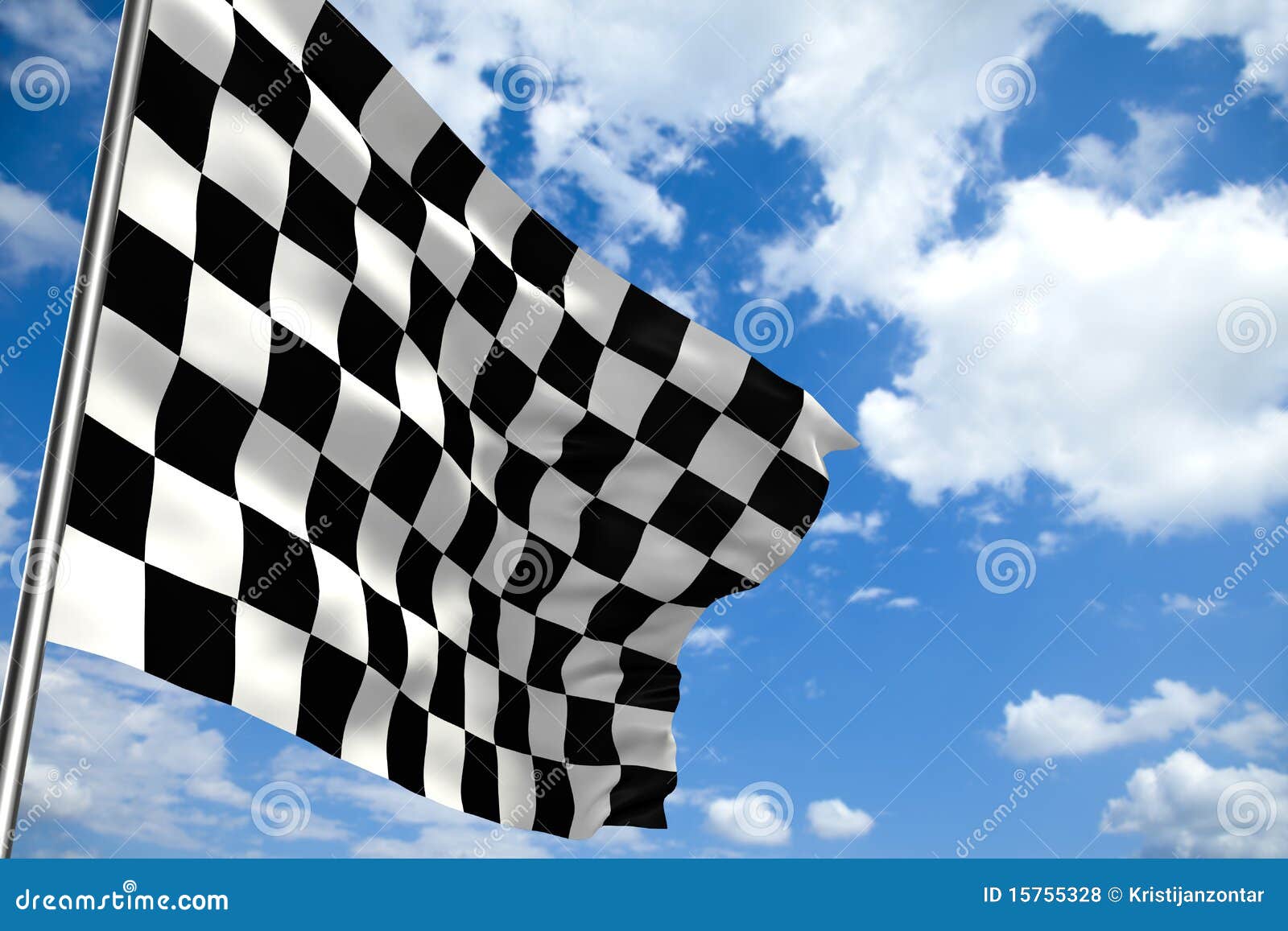 Waving Checkered Flag Along The Edges On A Yellow Background. Modern ...