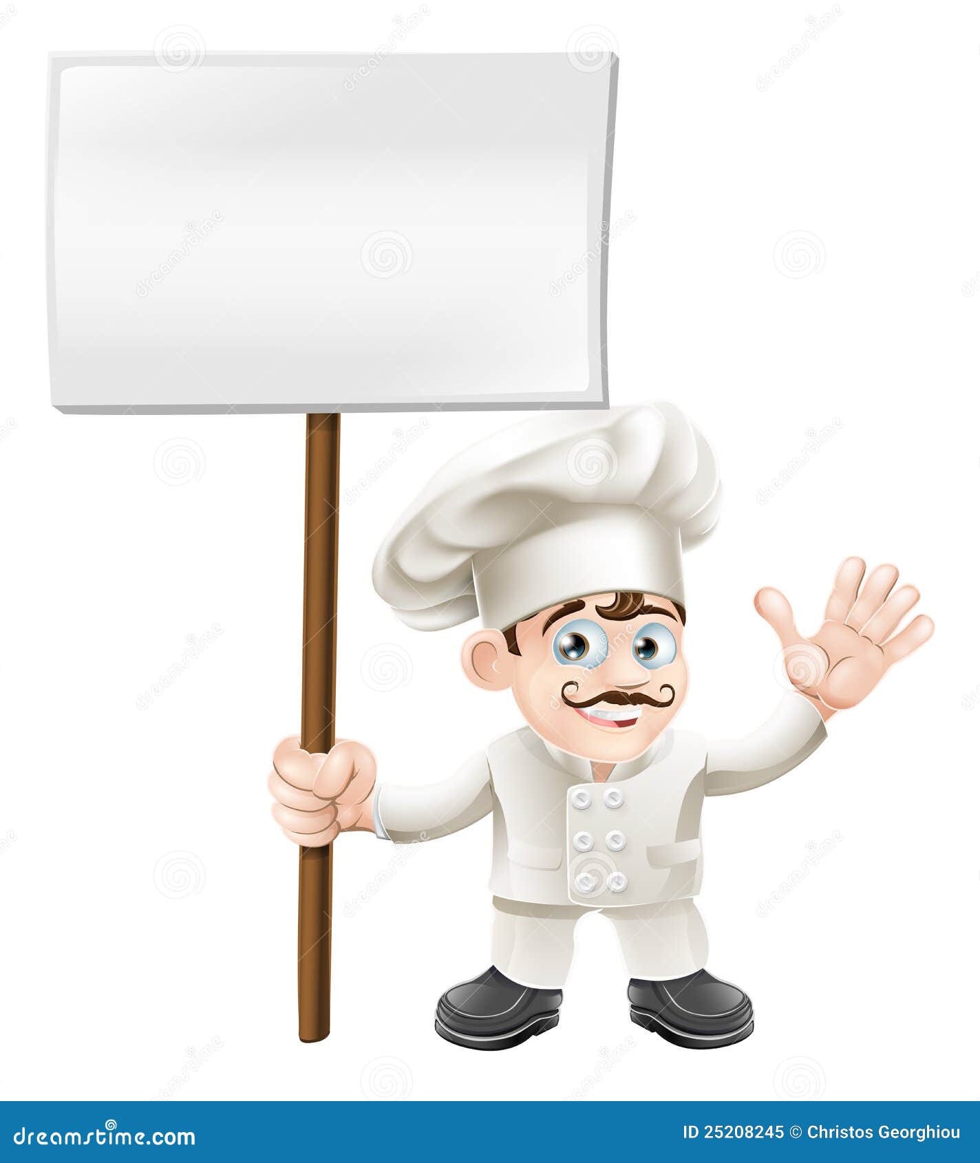 Waving chef holding sign stock vector. Illustration of advertising ...
