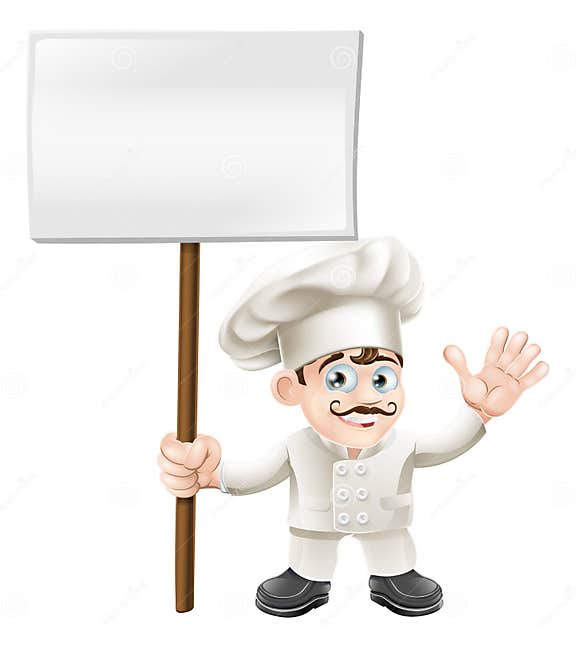 Waving chef holding sign stock vector. Illustration of advertising ...