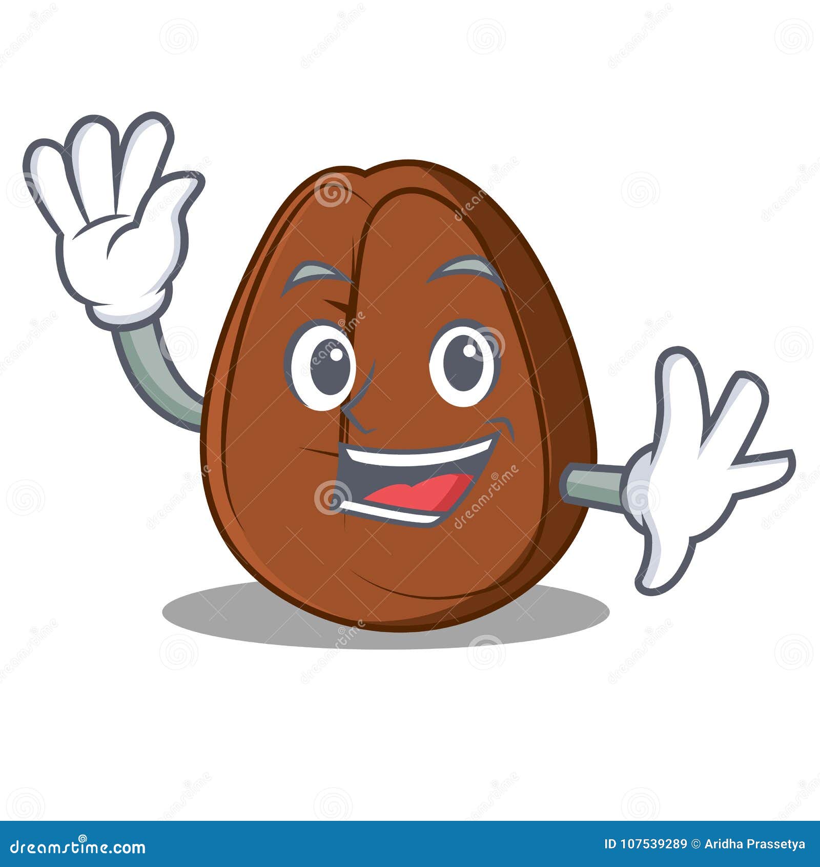 Waving Coffee Bean Character Cartoon Stock Vector - Illustration of ...