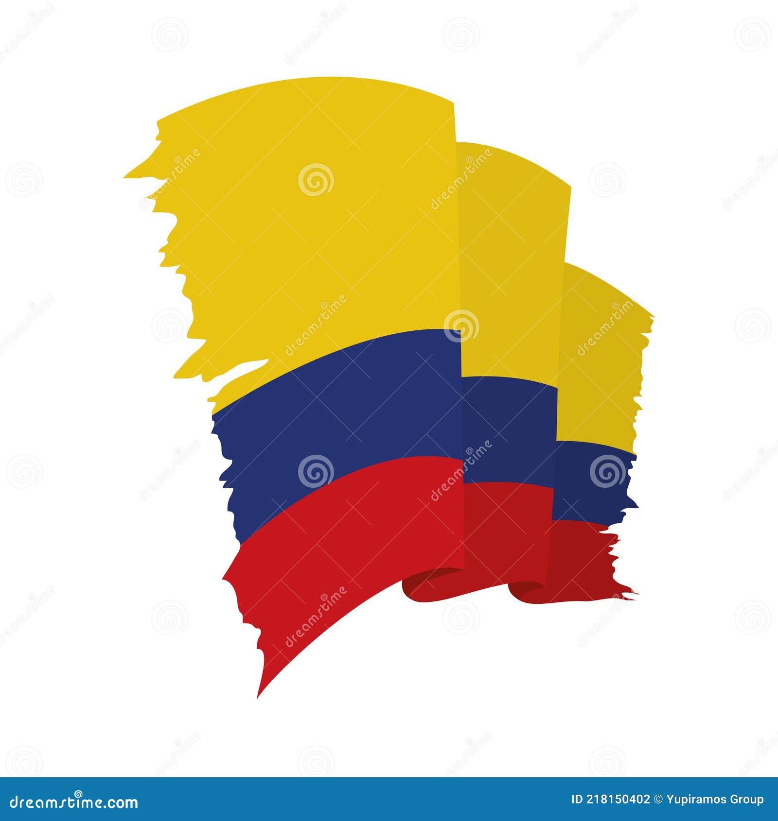 Waving Colombia flag stock vector. Illustration of american - 218150402