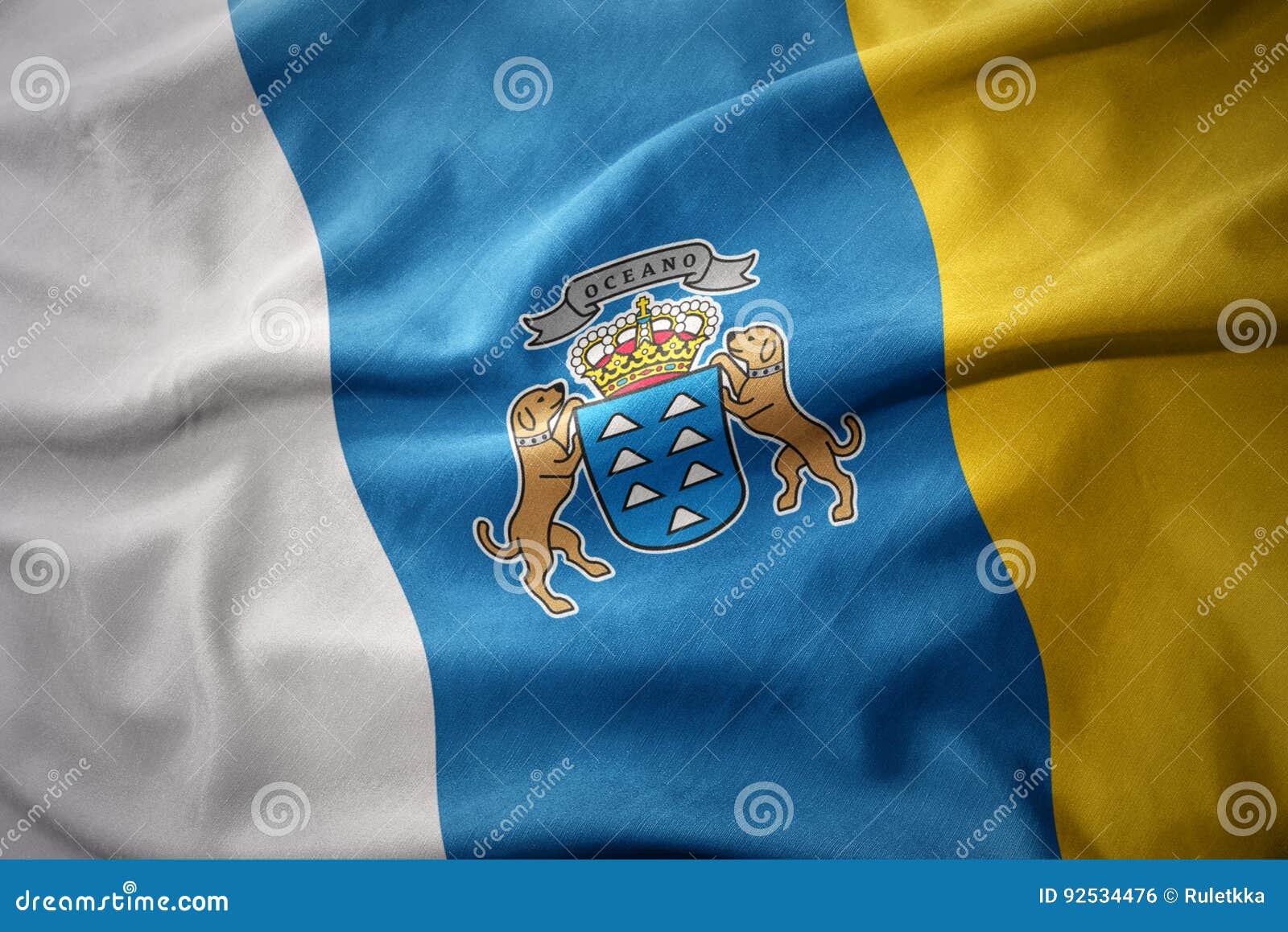 Waving Colorful Flag of Canary Islands. Stock Photo - Image of freedom ...