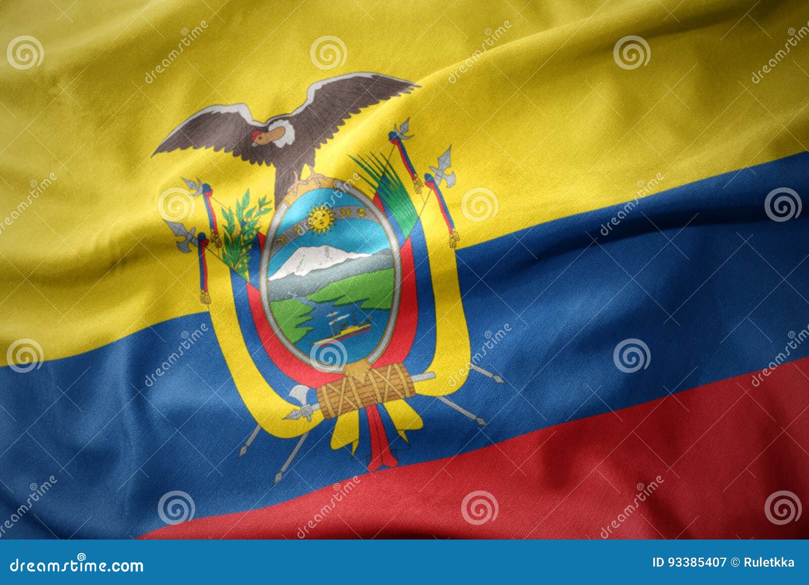 Waving Colorful Flag of Ecuador. Stock Image - Image of america ...