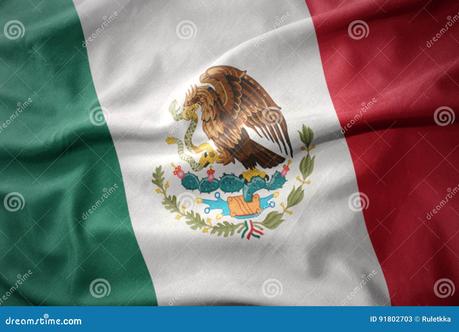 Waving Colorful Flag of Mexico. Stock Illustration - Illustration of ...
