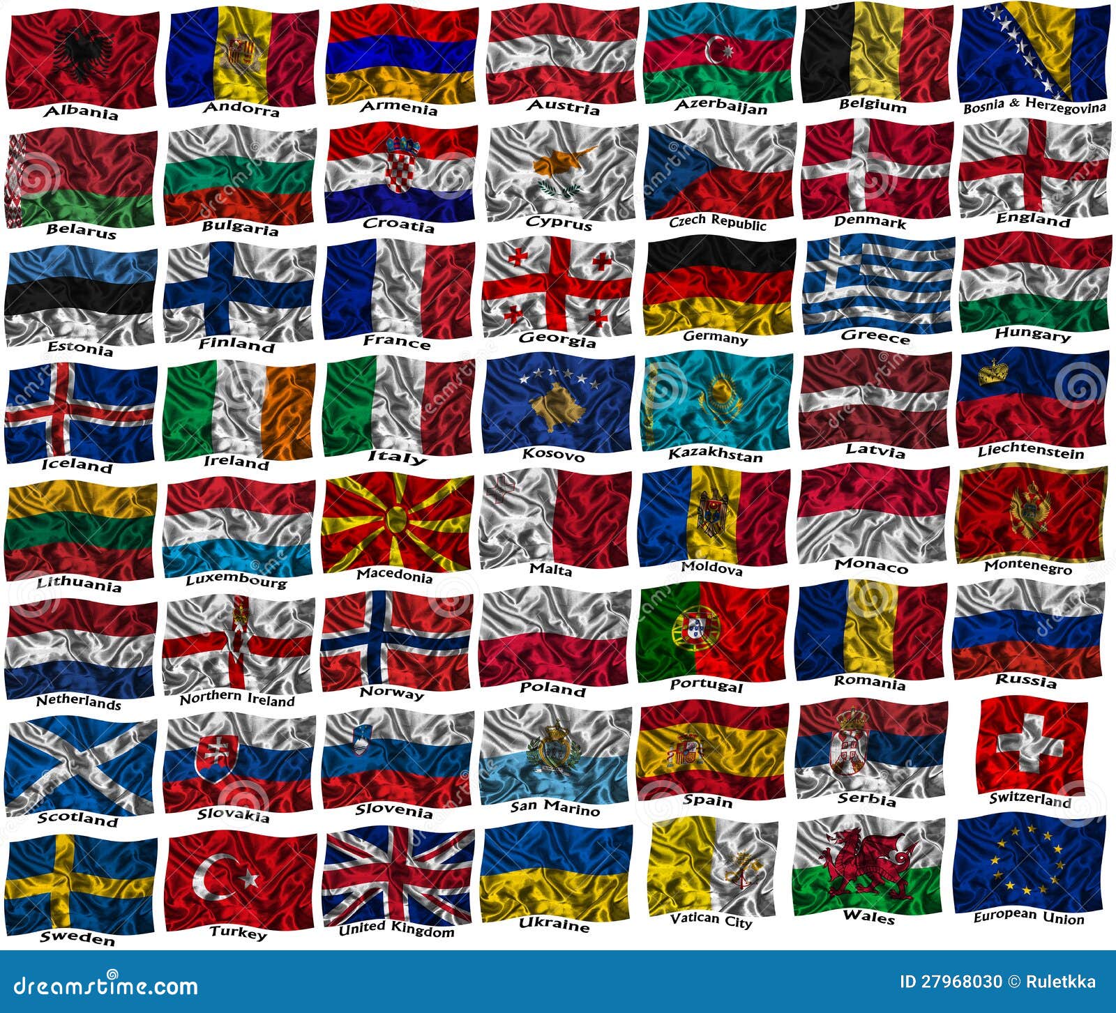 Waving Colourful Europe Flags Stock Illustration - Illustration of ...