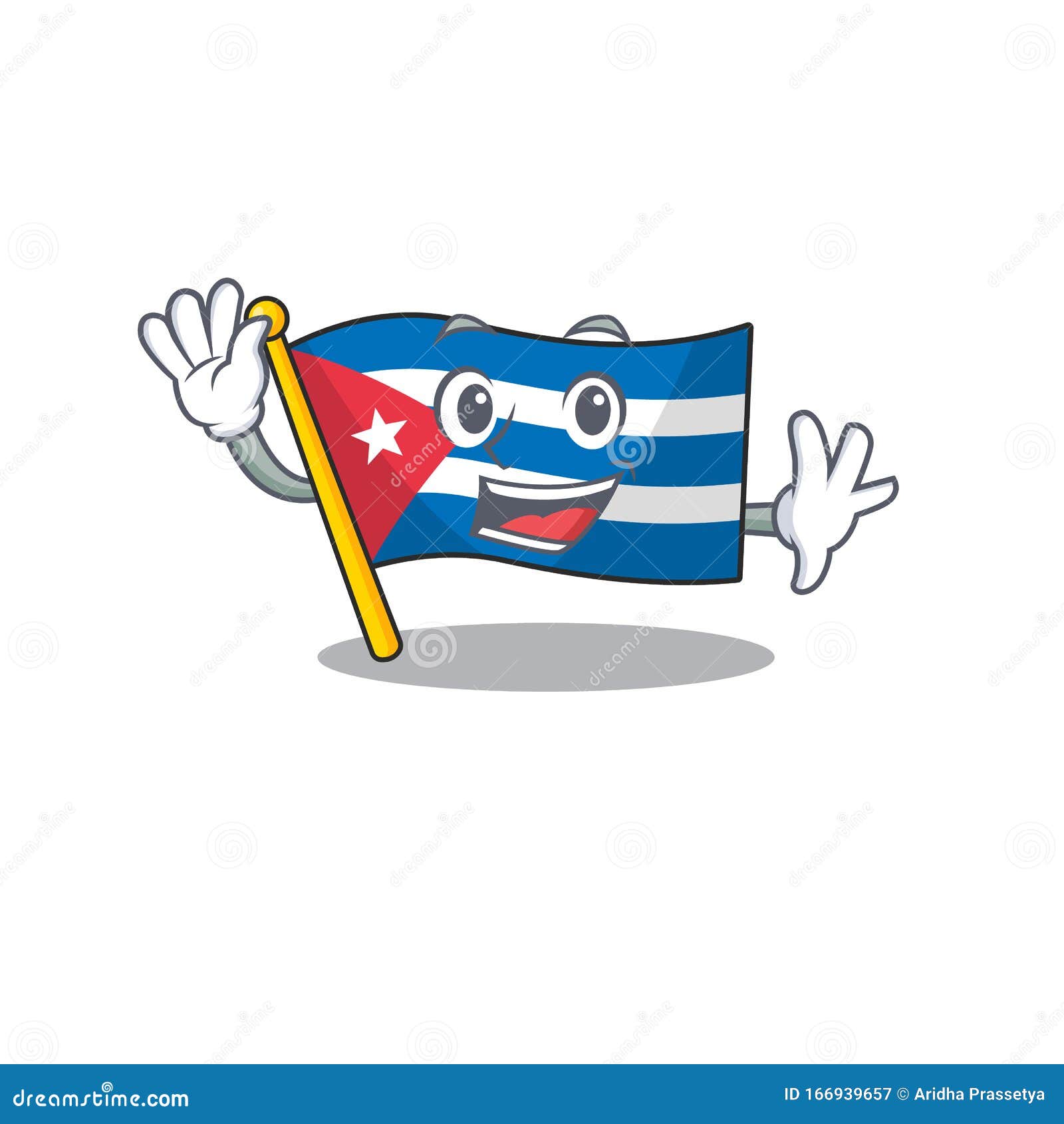 Waving Cute Smiley Flag Cuba Scroll Cartoon Character Design Stock ...