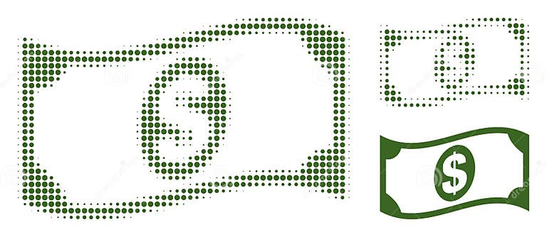 Waving Dollar Banknote Halftone Dotted Icon Stock Vector - Illustration ...