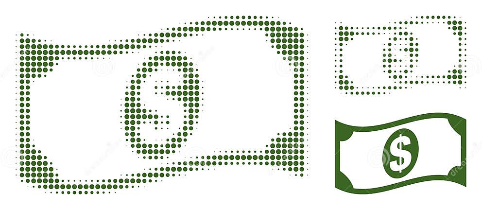 Waving Dollar Banknote Halftone Dotted Icon Stock Vector - Illustration ...