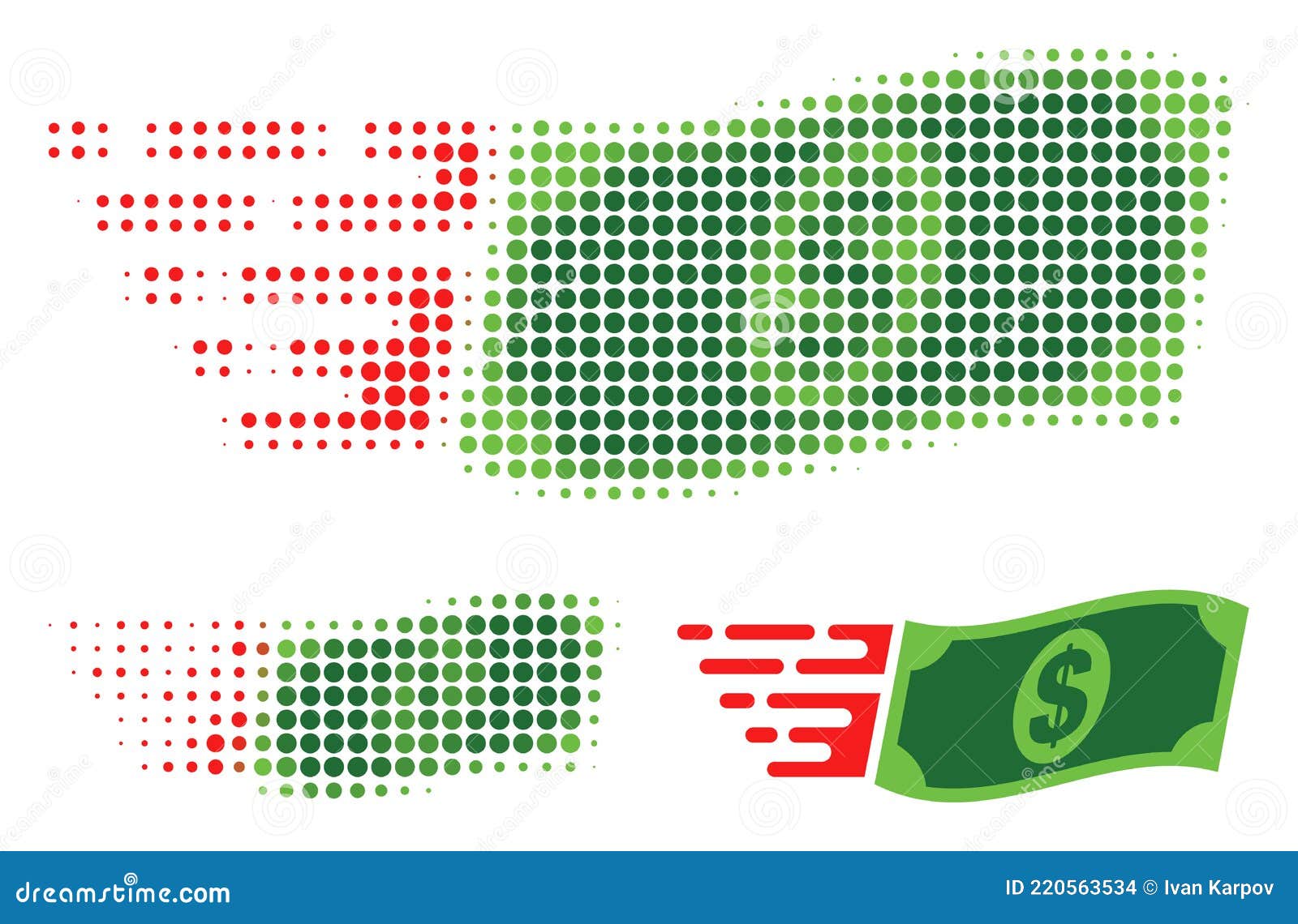 Waving Dollar Banknote Halftone Dotted Icon Stock Illustration ...
