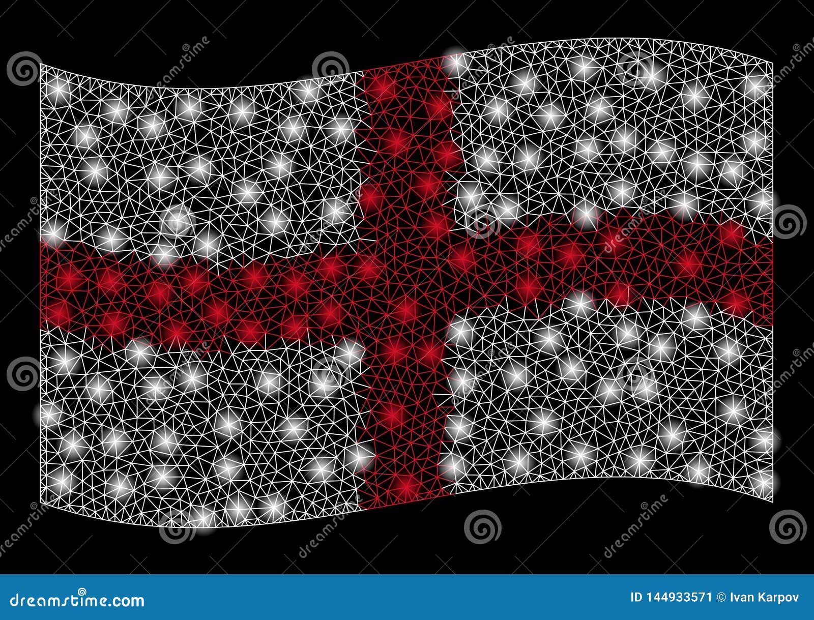 Waving England Flag Mesh Illustration with Light Effect Stock Vector ...