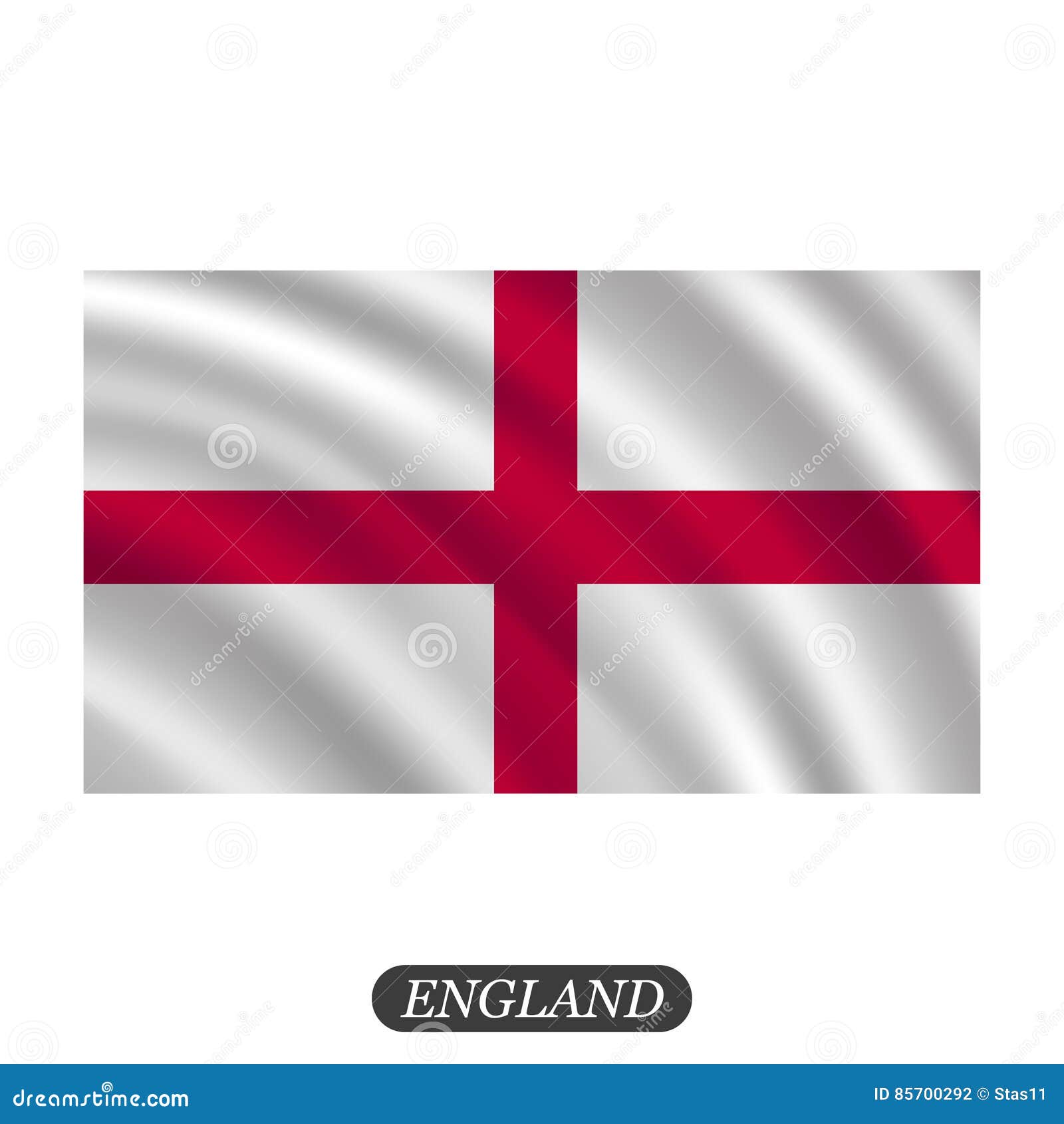 Waving England Flag on a White Background. Vector Illustration Stock ...