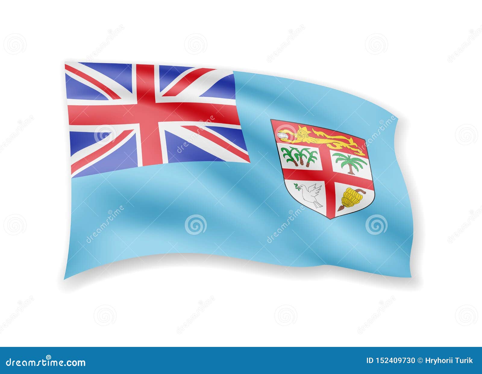 Waving Fiji Flag on White. Flag in the Wind Stock Illustration ...