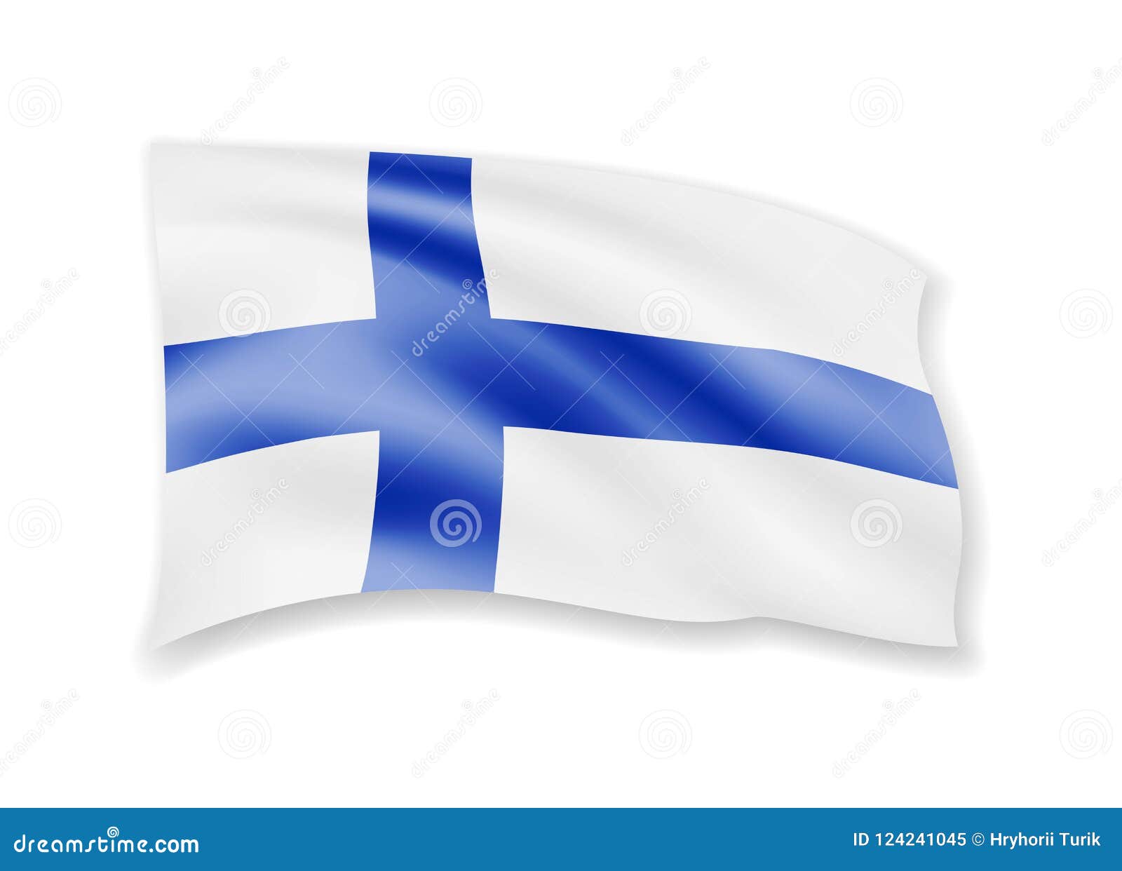 Waving Finland Flag On White Flag In The Wind Stock Illustration