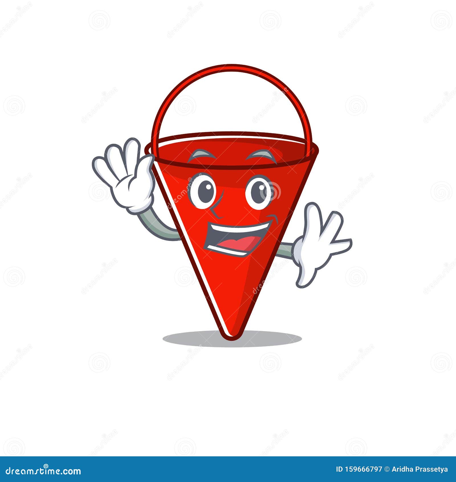 Waving Fire Bucket Isolated with the Cartoon Stock Vector ...