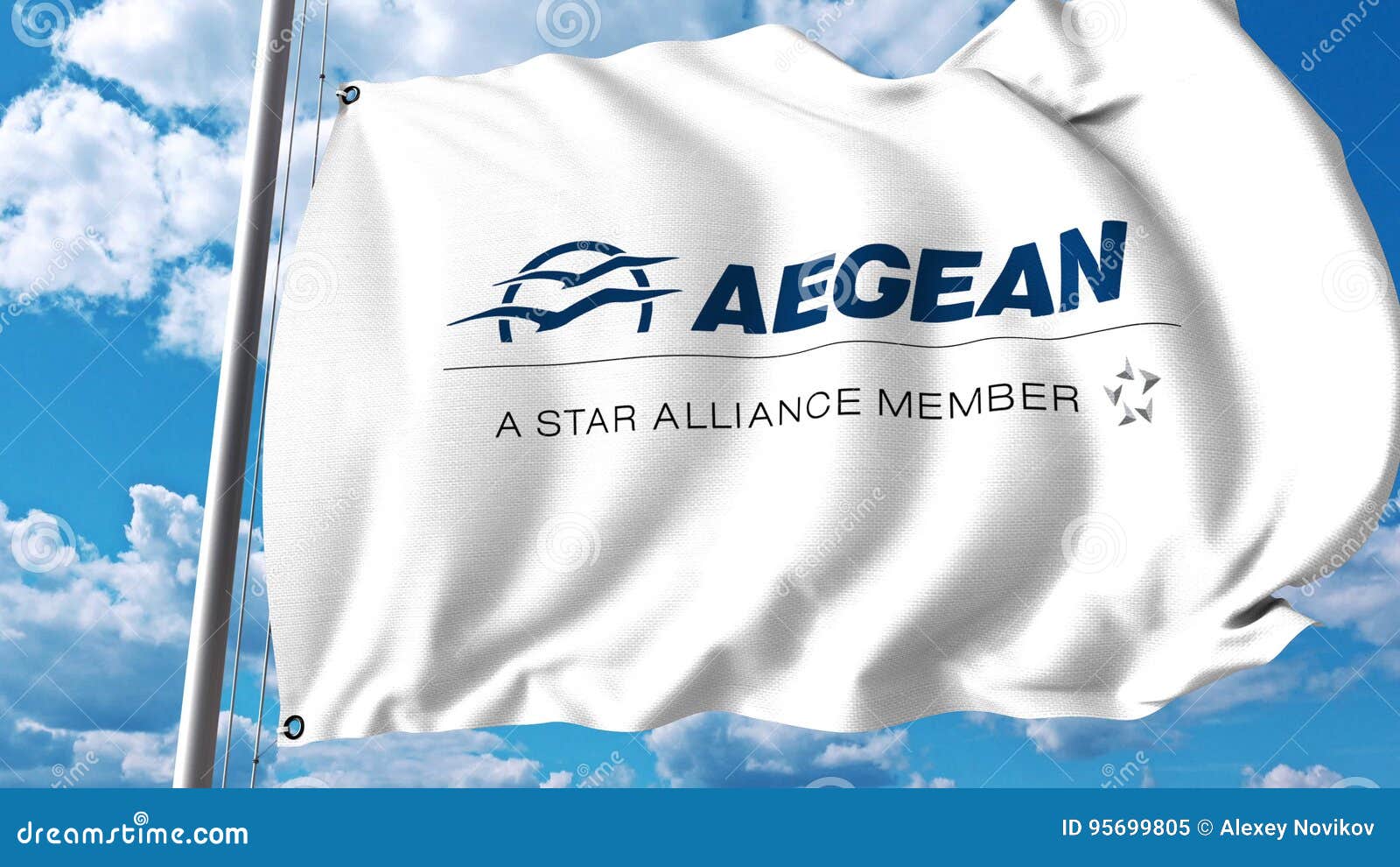 Waving Flag with Aegean Airlines Logo. 3D Rendering Editorial Image ...