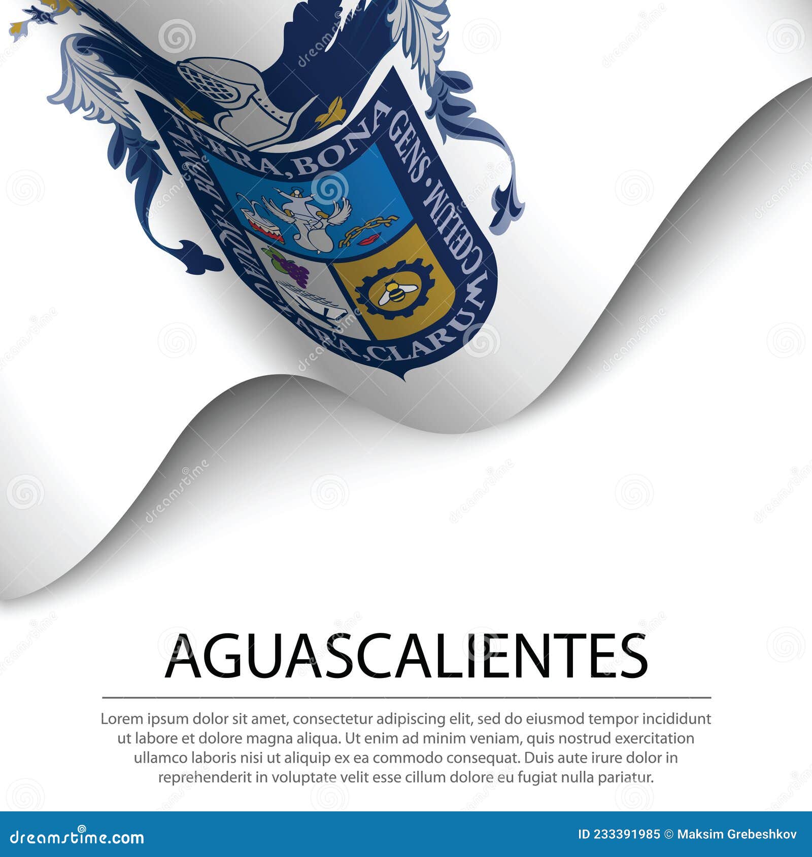 Waving Flag of Aguascalientes is a State of Mexico on White Back Stock ...