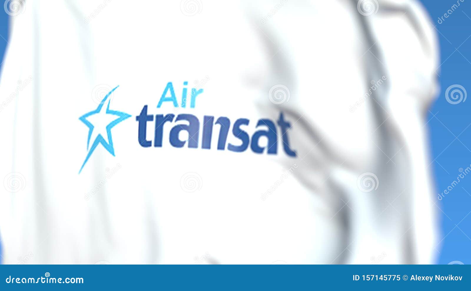Flying Flag with Air Transat Logo, Close-up. Editorial 3D Rendering ...