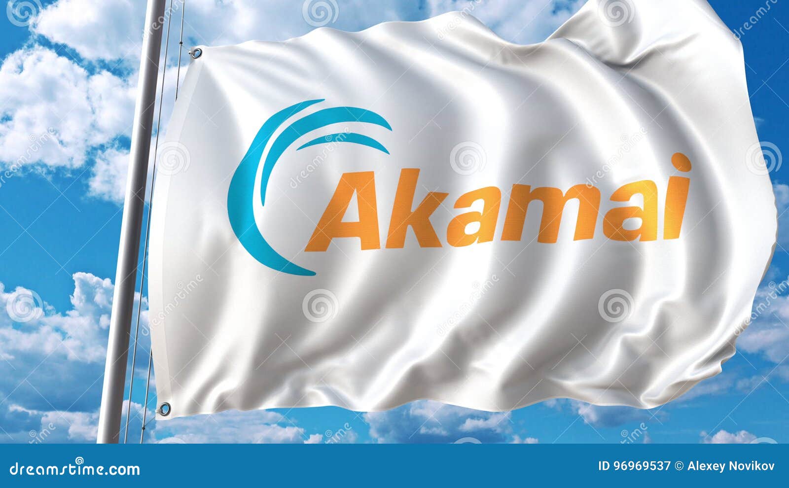 Waving Flag with Akamai Technologies Logo. Editoial 3D Rendering ...