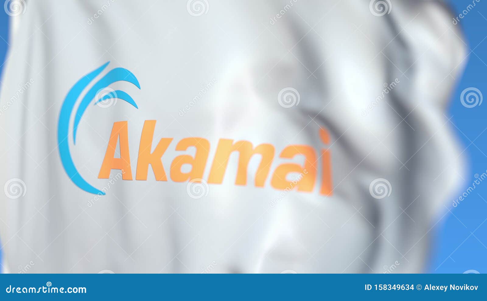 Flying Flag with Akamai Technologies Logo, Close-up. Editorial 3D ...