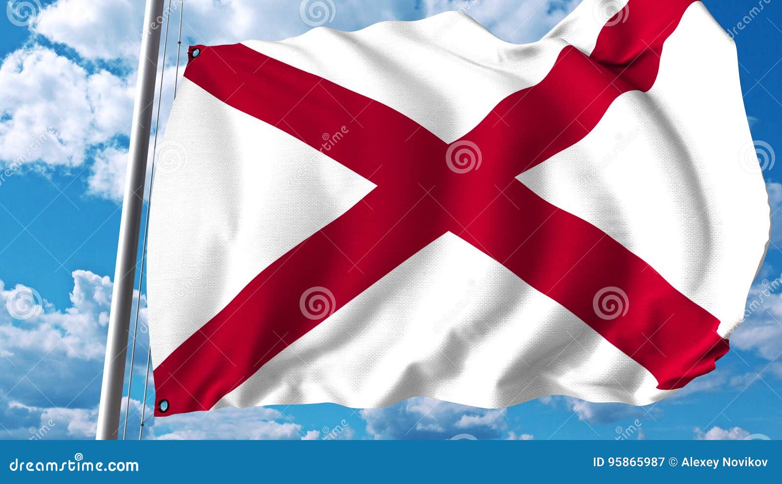 Waving Flag of Alabama. 3D Rendering Stock Illustration - Illustration ...