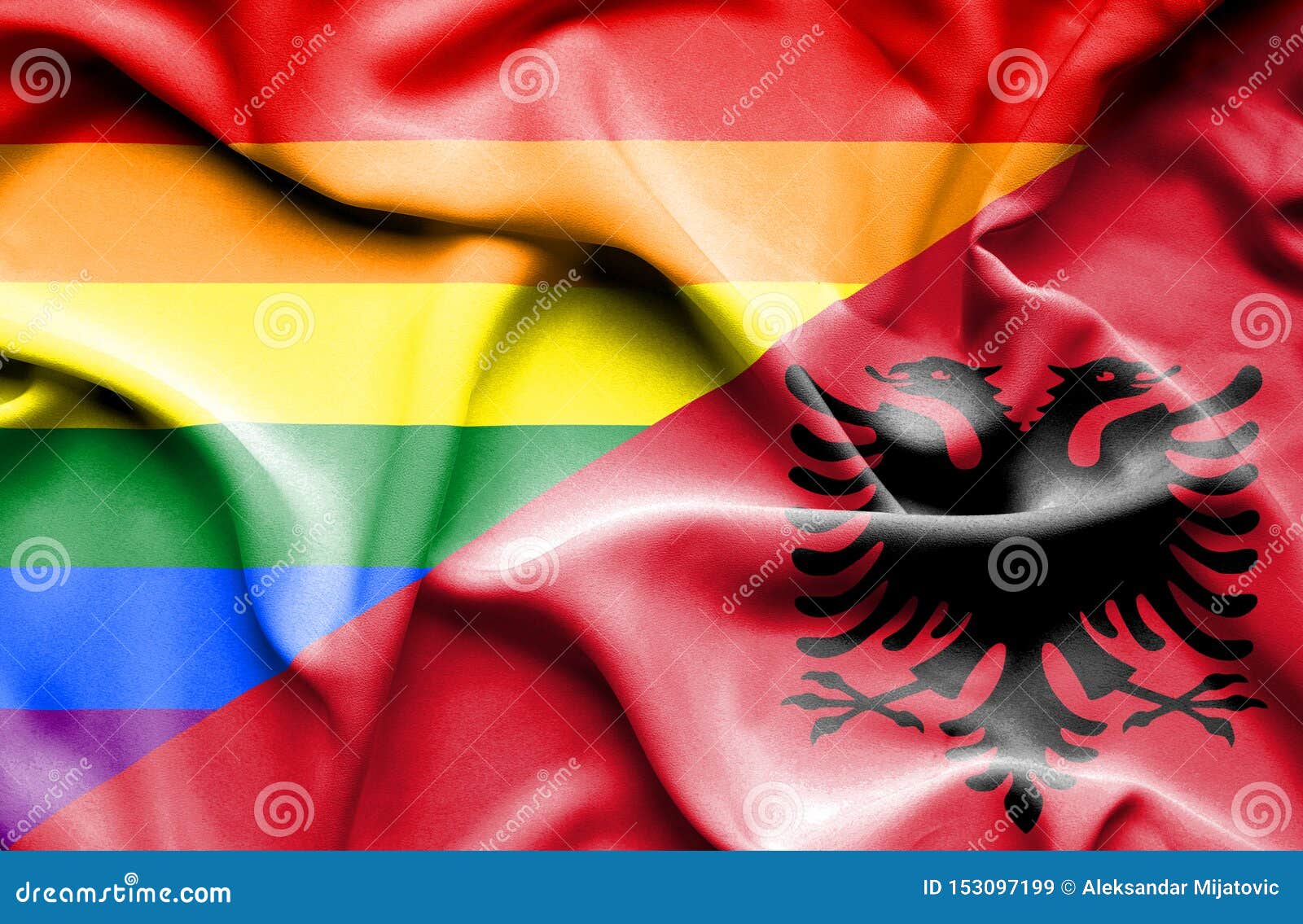 Waving Flag of Albania and Pride Stock Illustration - Illustration of ...