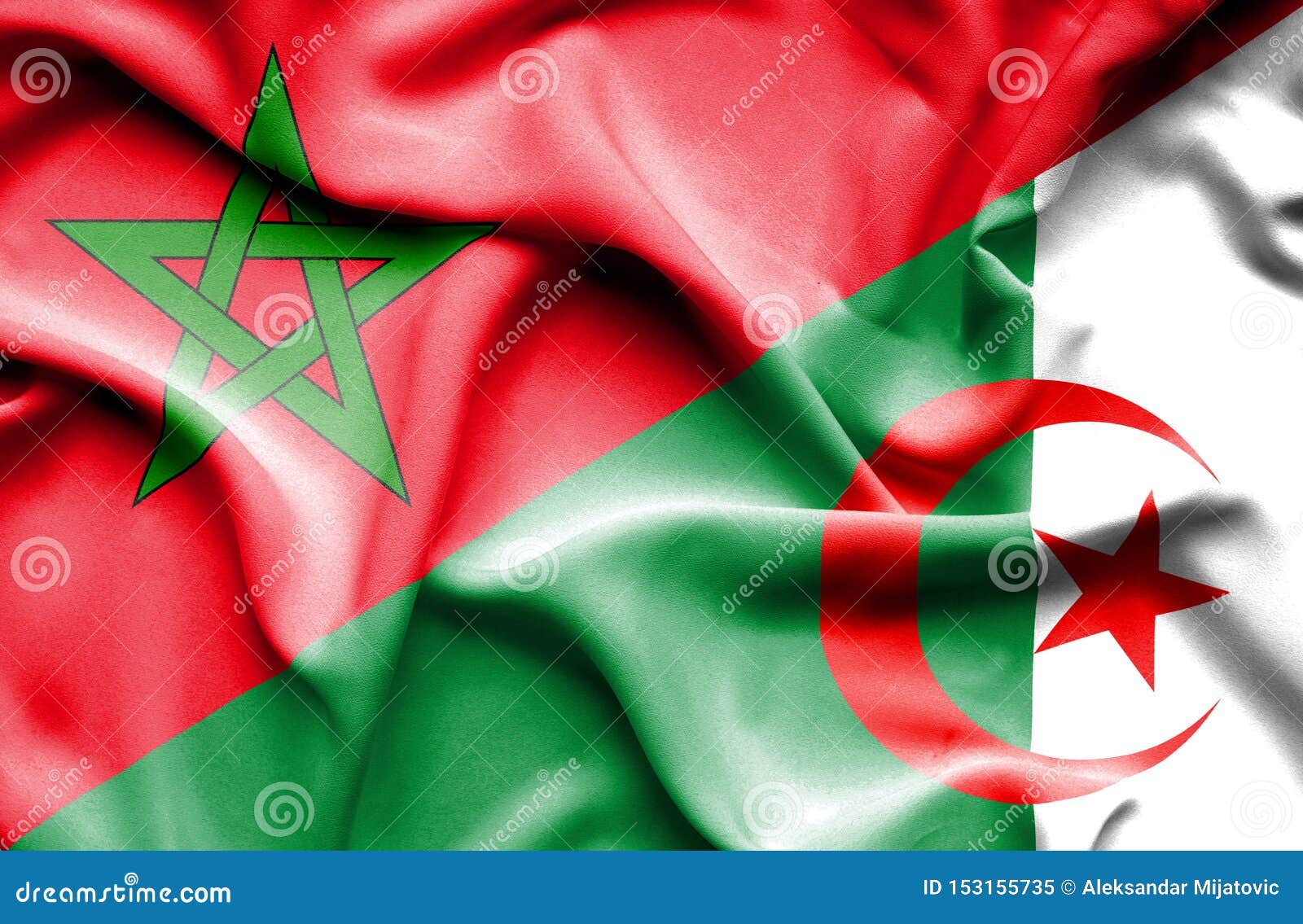 Waving Flag of Algeria and Morocco Stock Illustration - Illustration of ...