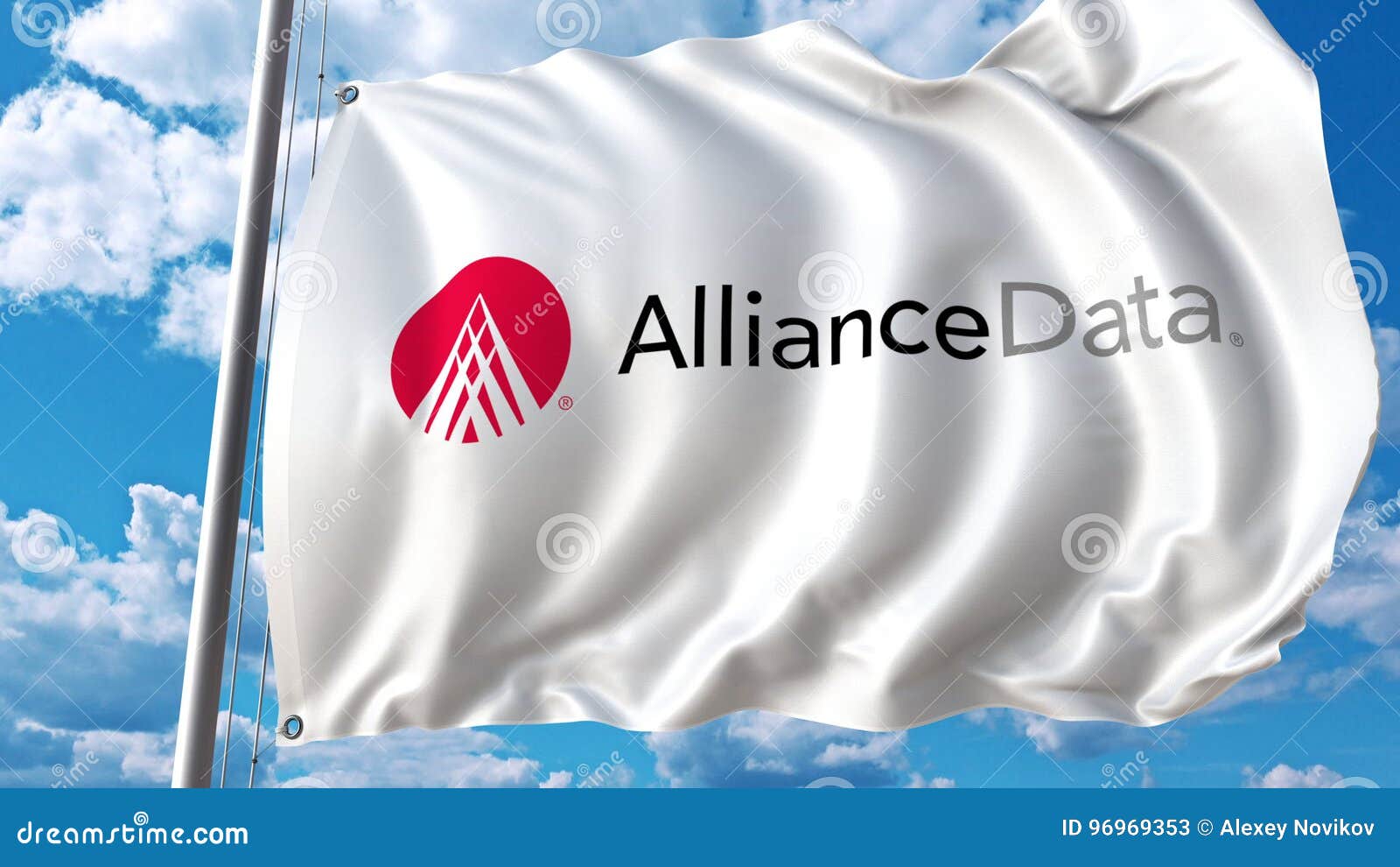 Waving Flag with Alliance Data Logo. Editoial 3D Rendering Editorial ...
