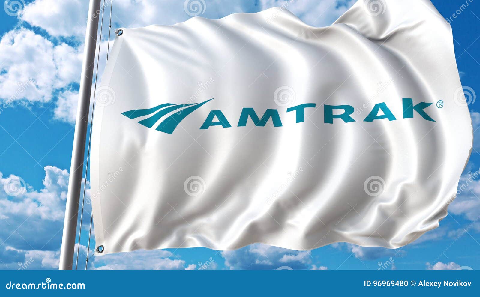 Waving Flag with Amtrak Logo. Editoial 3D Rendering Editorial Image ...