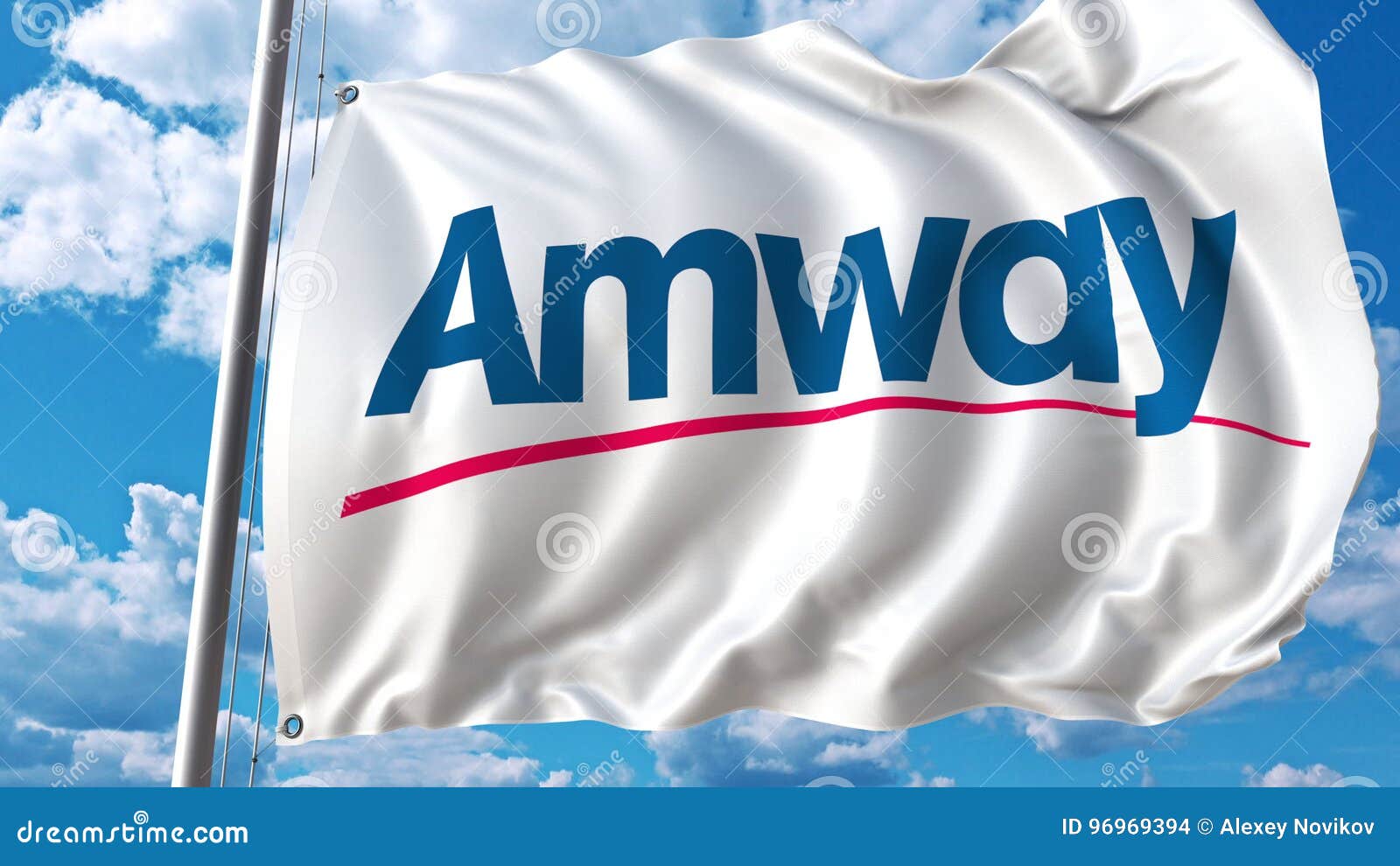 Waving Flag with Amway Logo. Editoial 3D Rendering Editorial Stock ...