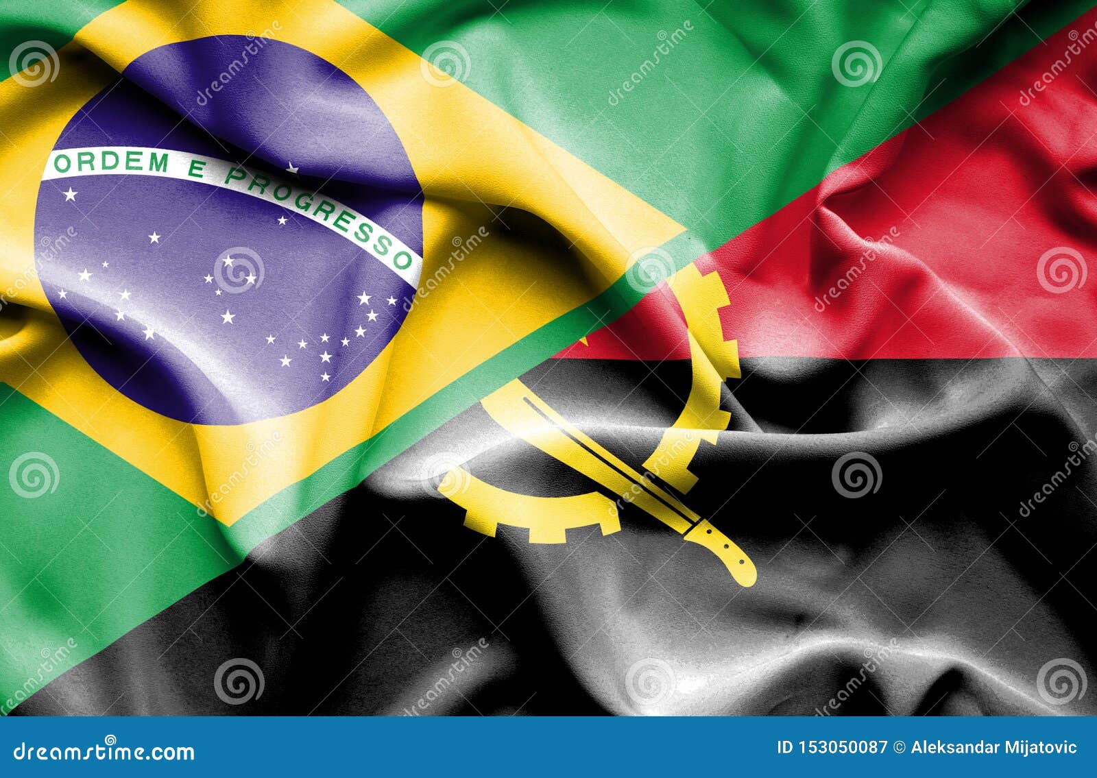 Waving Flag of Angola and Brazil Stock Illustration - Illustration of ...