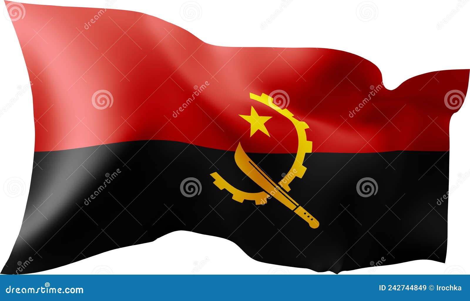 Waving Flag Of The Angola. Illustration Of Wavy Angola Flag. Flag On ...
