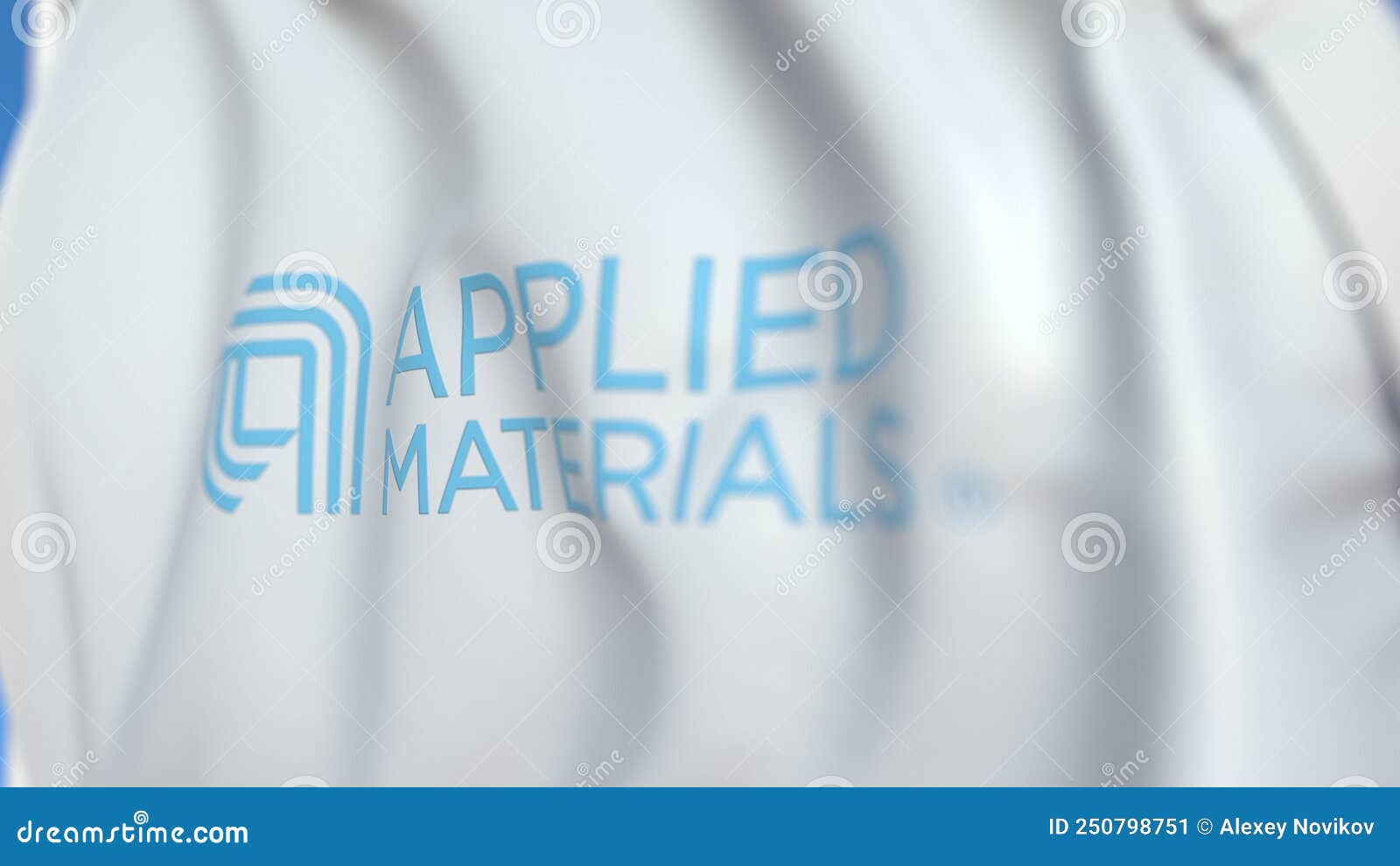 Flying Flag with Applied Materials Logo, Close-up. Editorial 3D ...