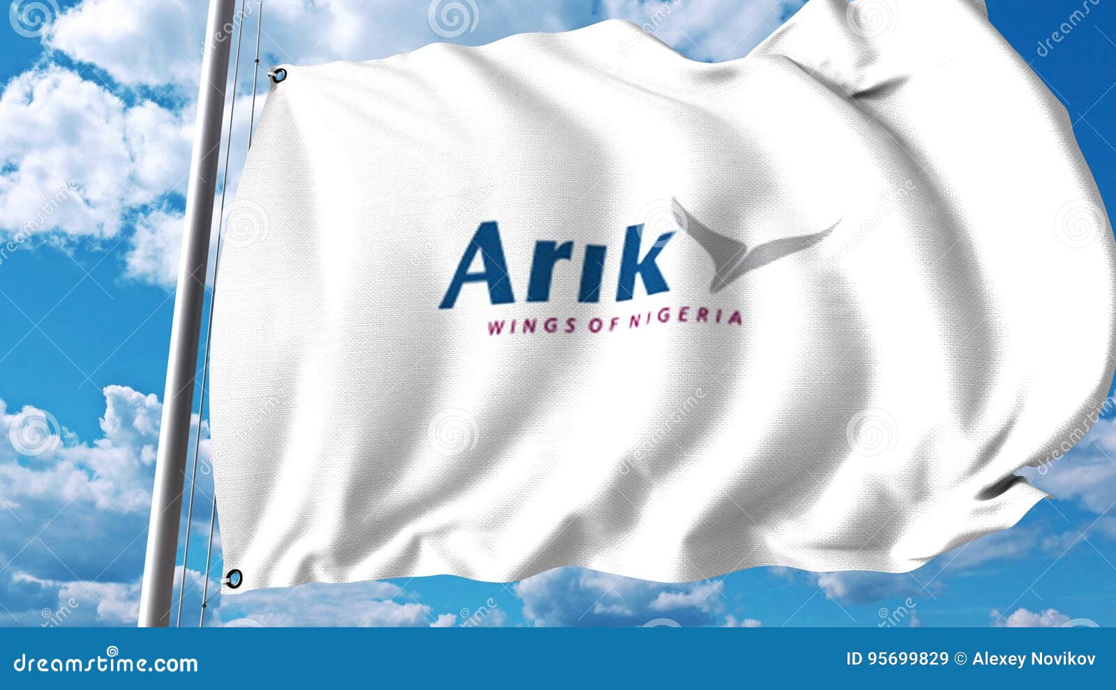 Waving Flag with Arik Air Logo. 3D Rendering Editorial Stock Image ...
