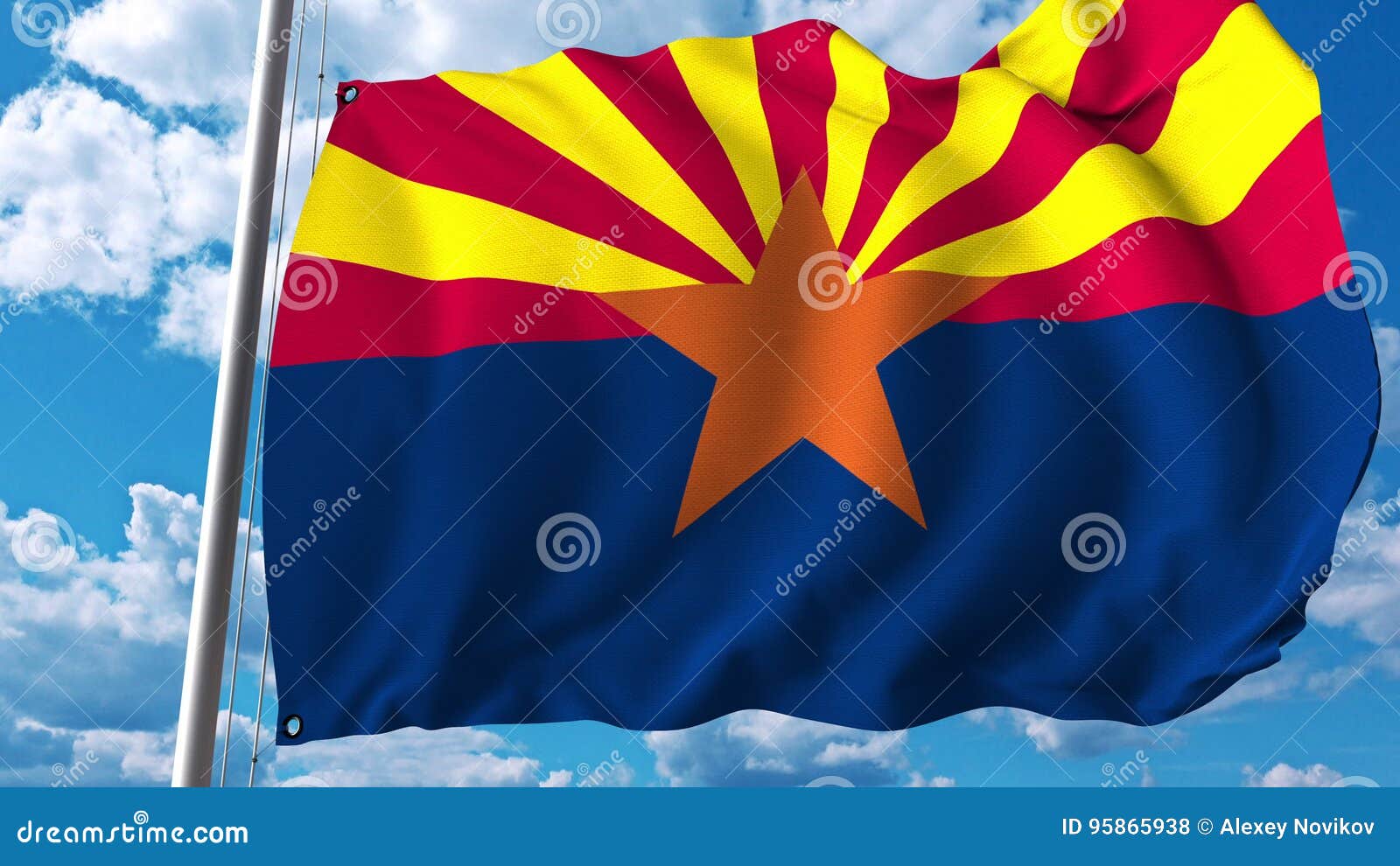 Waving Flag of Arizona. 3D Rendering Stock Illustration - Illustration ...