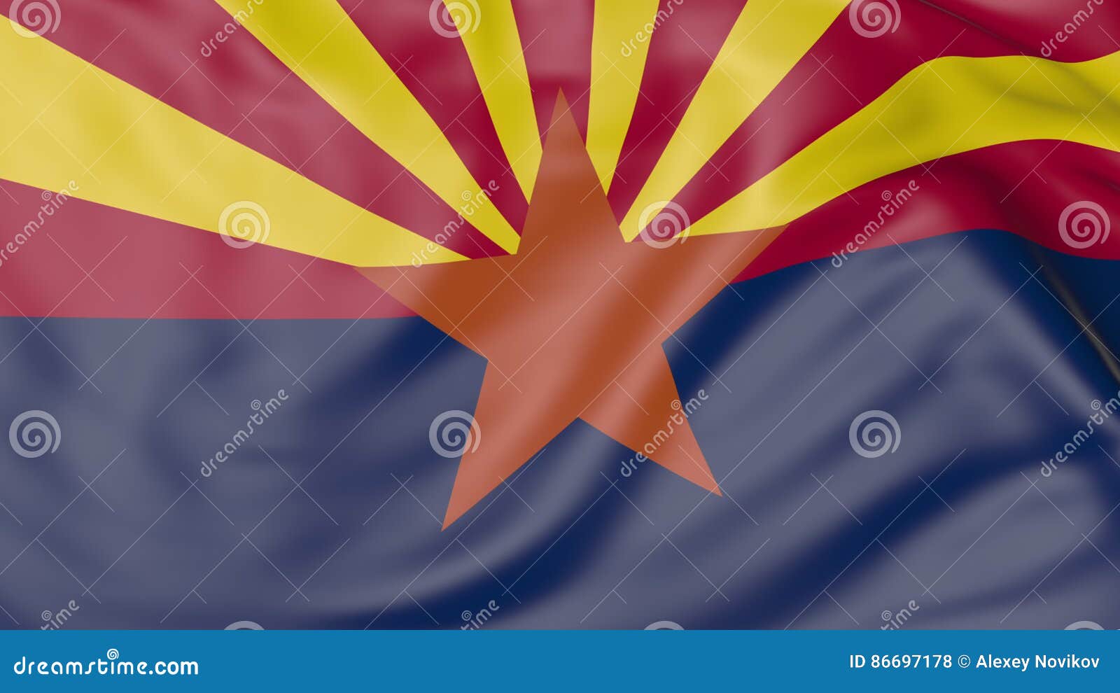 Waving Flag of Arizona State. 3D Rendering Stock Photo - Image of state ...