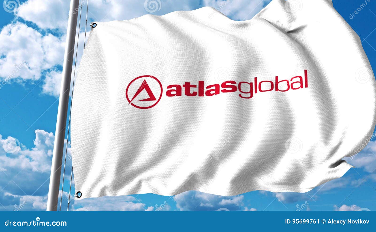 Waving Flag with AtlasGlobal Logo. 3D Rendering Editorial Photo ...