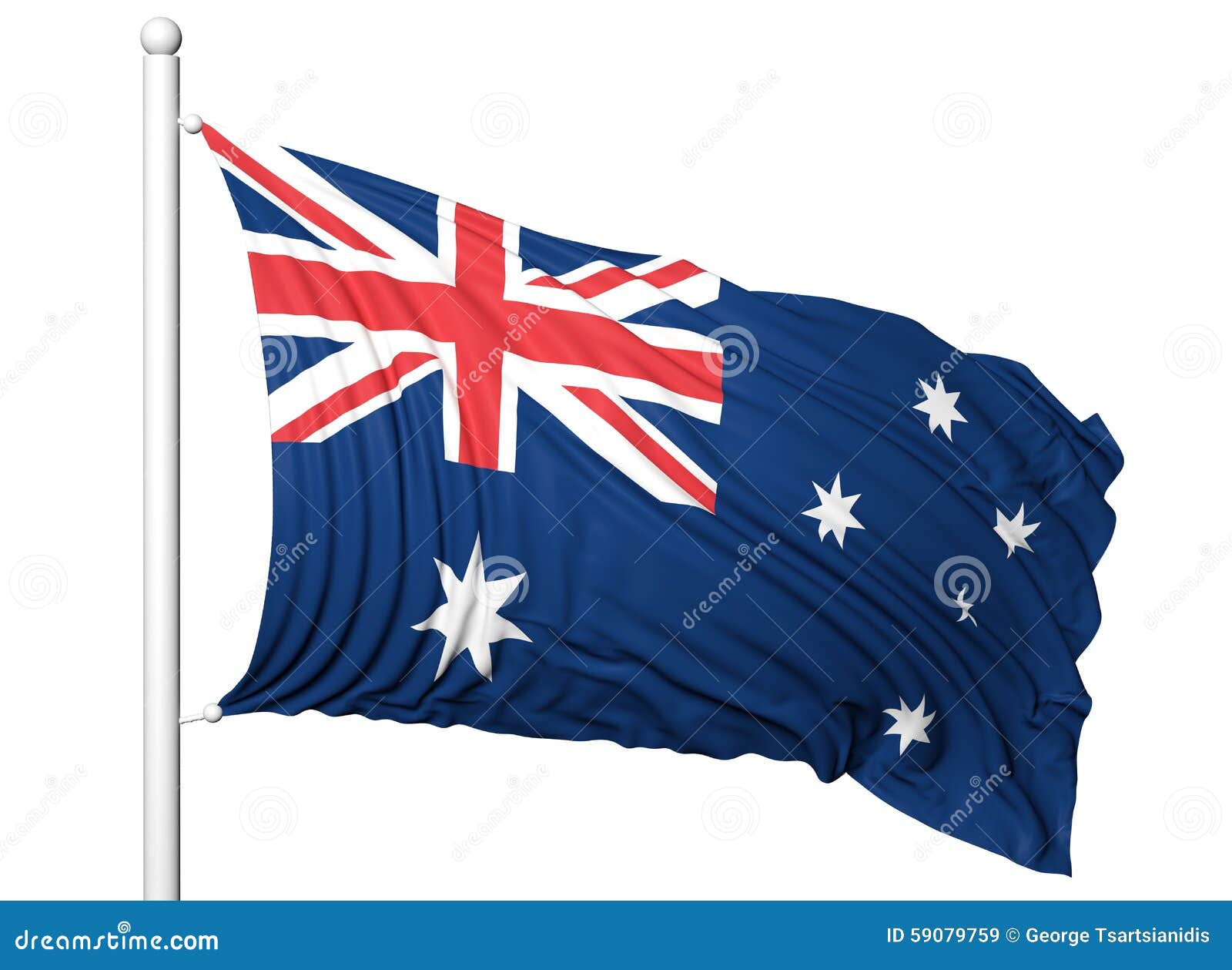 Waving Flag of Australia on Flagpole Stock Illustration - Illustration ...