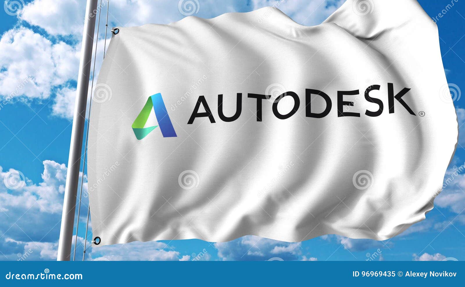 Waving Flag with Autodesk Logo. Editoial 3D Rendering Editorial Image ...