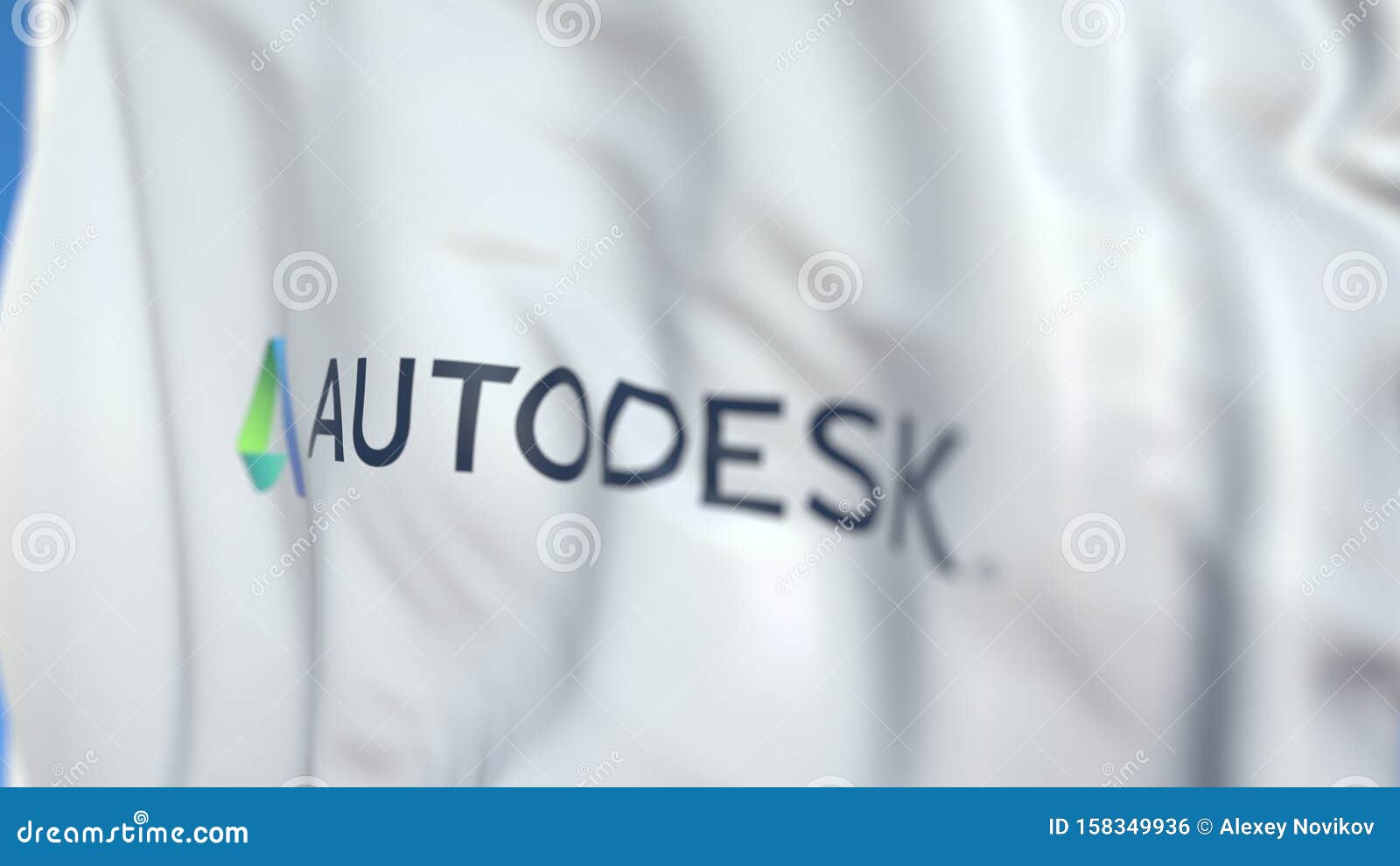 Flying Flag with Autodesk Logo, Close-up. Editorial 3D Rendering ...