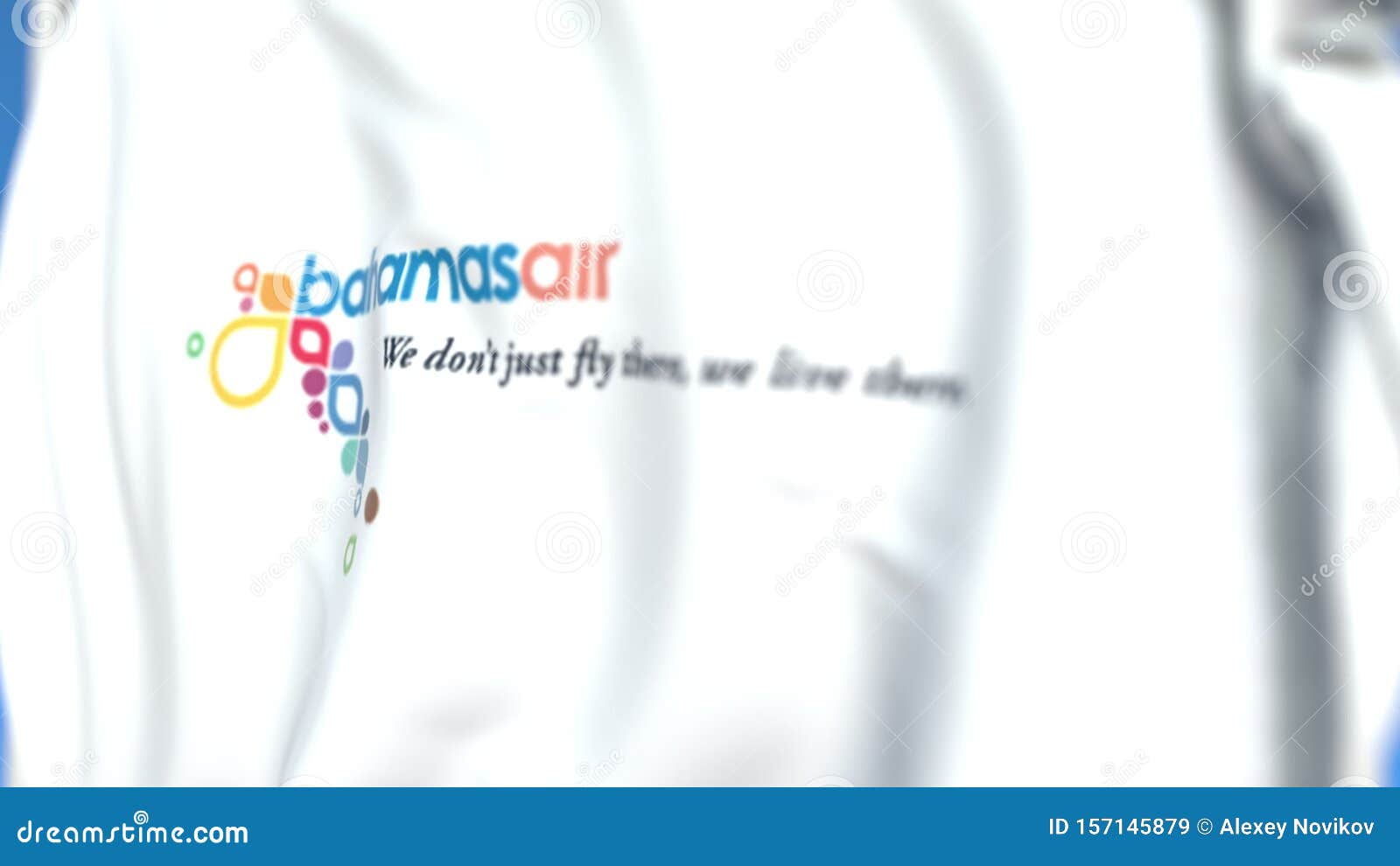 Waving Flag with Bahamasair Logo, Close-up. Editorial 3D Rendering ...