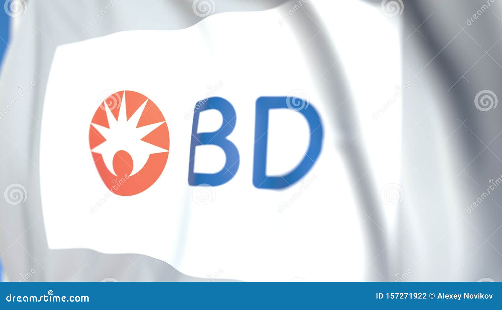 Flying Flag with Becton Dickinson Logo, Close-up. Editorial Loopable 3D ...