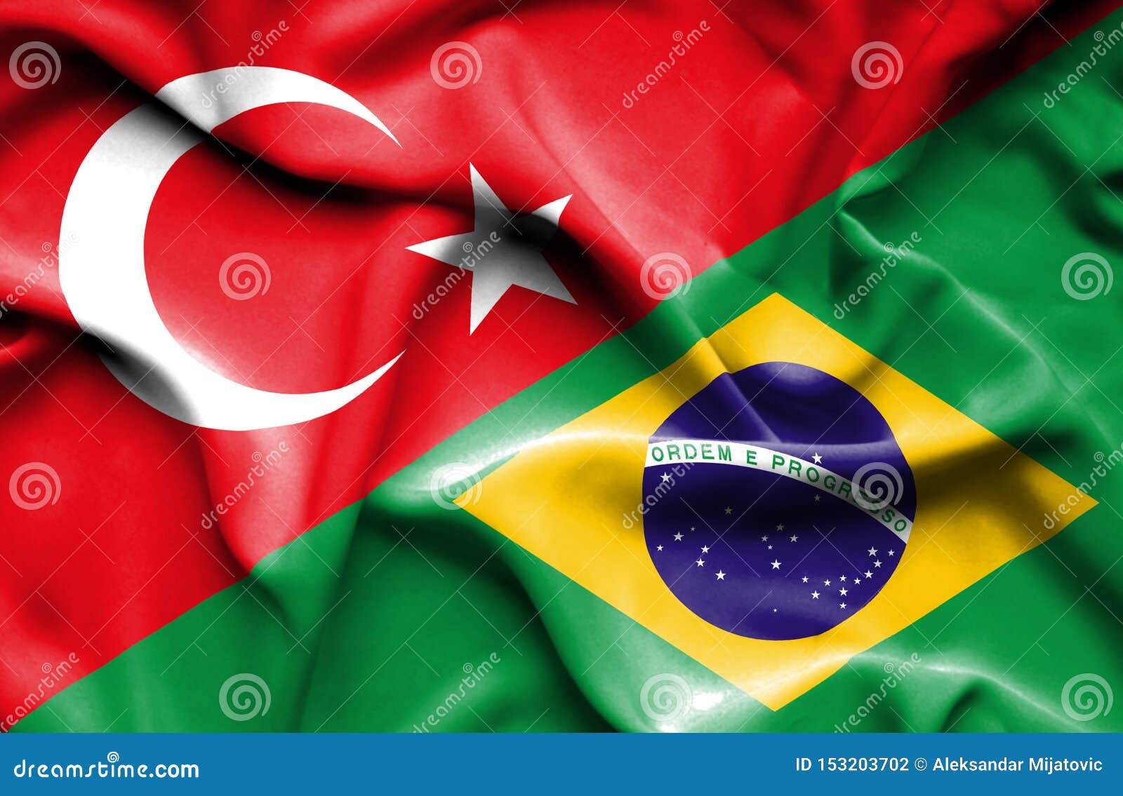 Waving Flag of Brazil and Turkey Stock Illustration - Illustration of ...