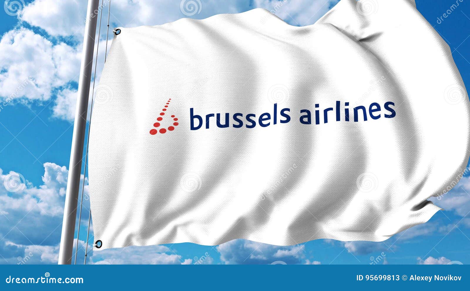 Waving Flag with Brussels Airlines Logo. 3D Rendering Editorial Stock ...