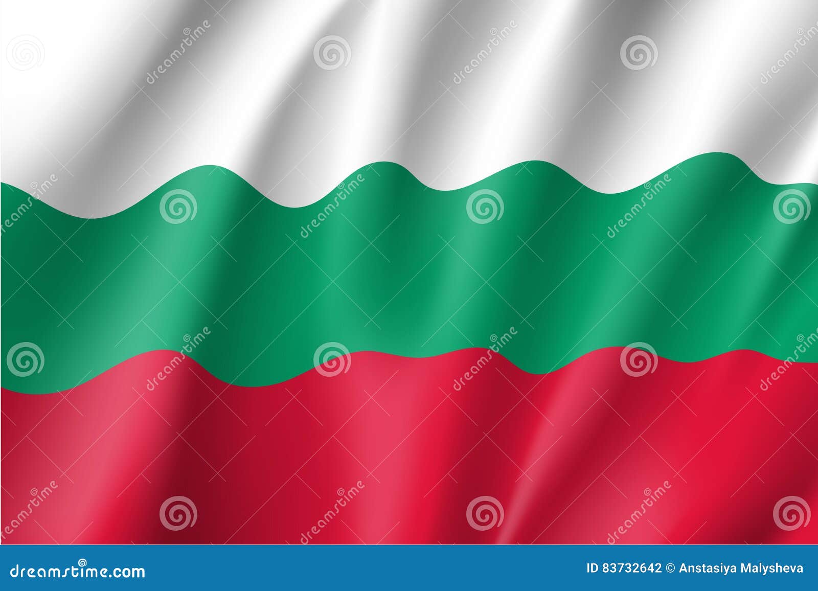 Waving flag of Bulgaria stock vector. Illustration of patriotism - 83732642