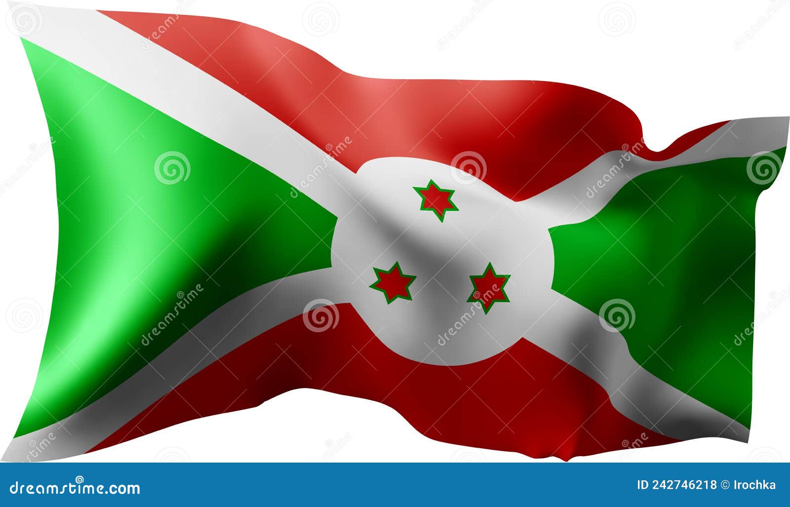 Waving Flag of the Burundi. Illustration of Wavy Burundi Flag. Flag on ...