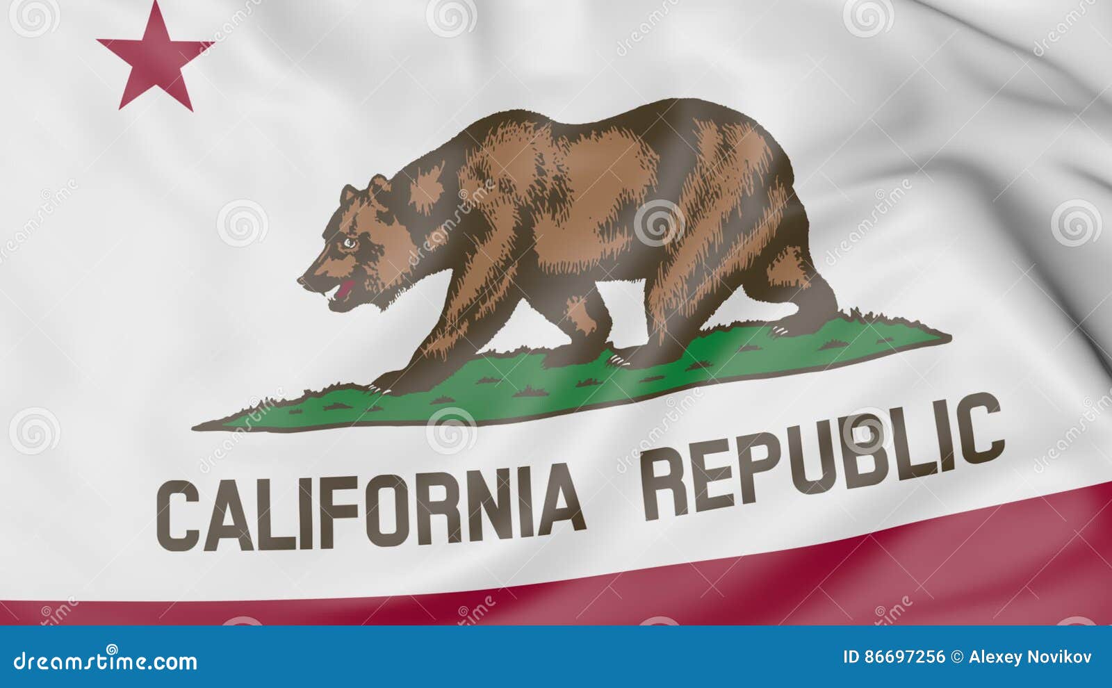 Waving Flag of California State. 3D Rendering Stock Photo - Image of ...