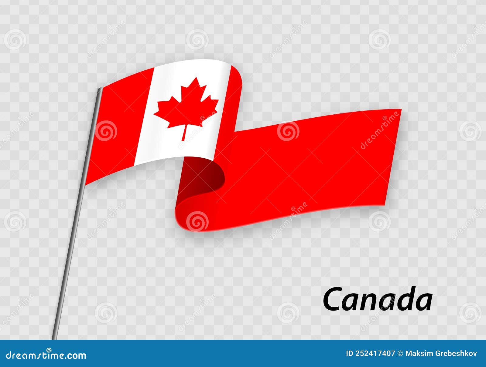 Waving Flag of Canada on Flagpole. Template for Independence Day Stock ...