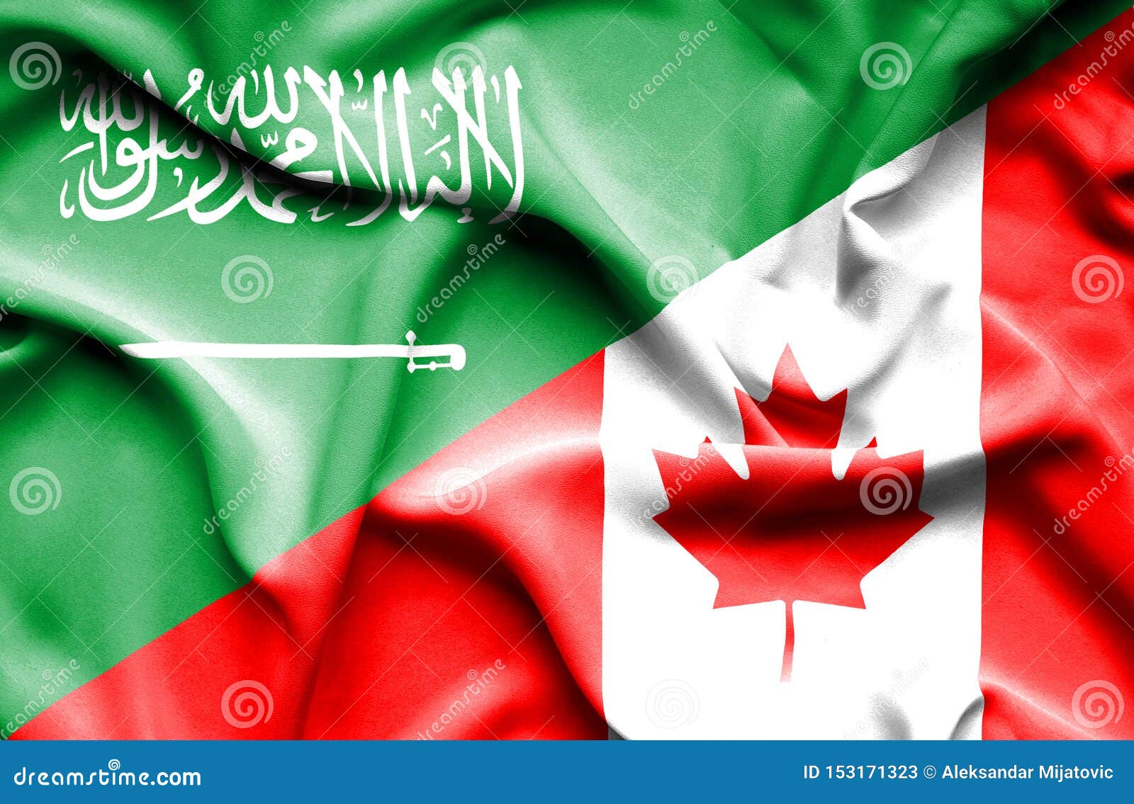 Waving Flag of Canada and Saudi Arabia Stock Illustration ...